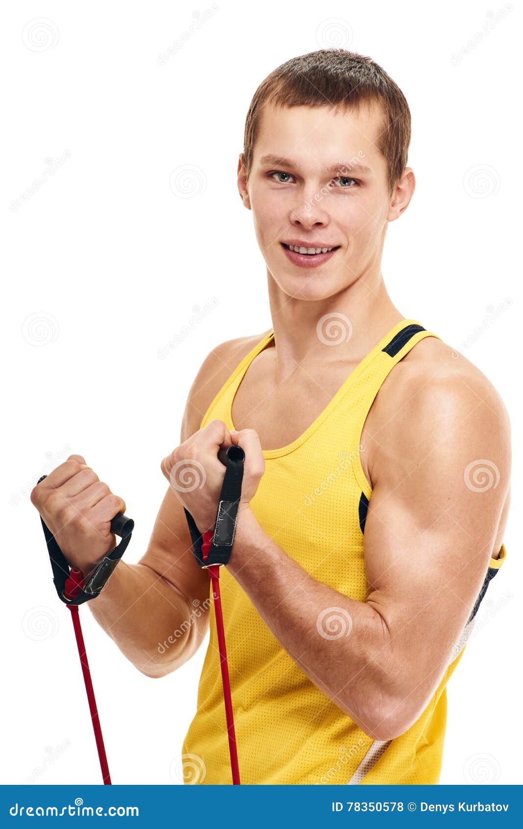 Man with expander stock photo. Image of chest, athletic - 78350578