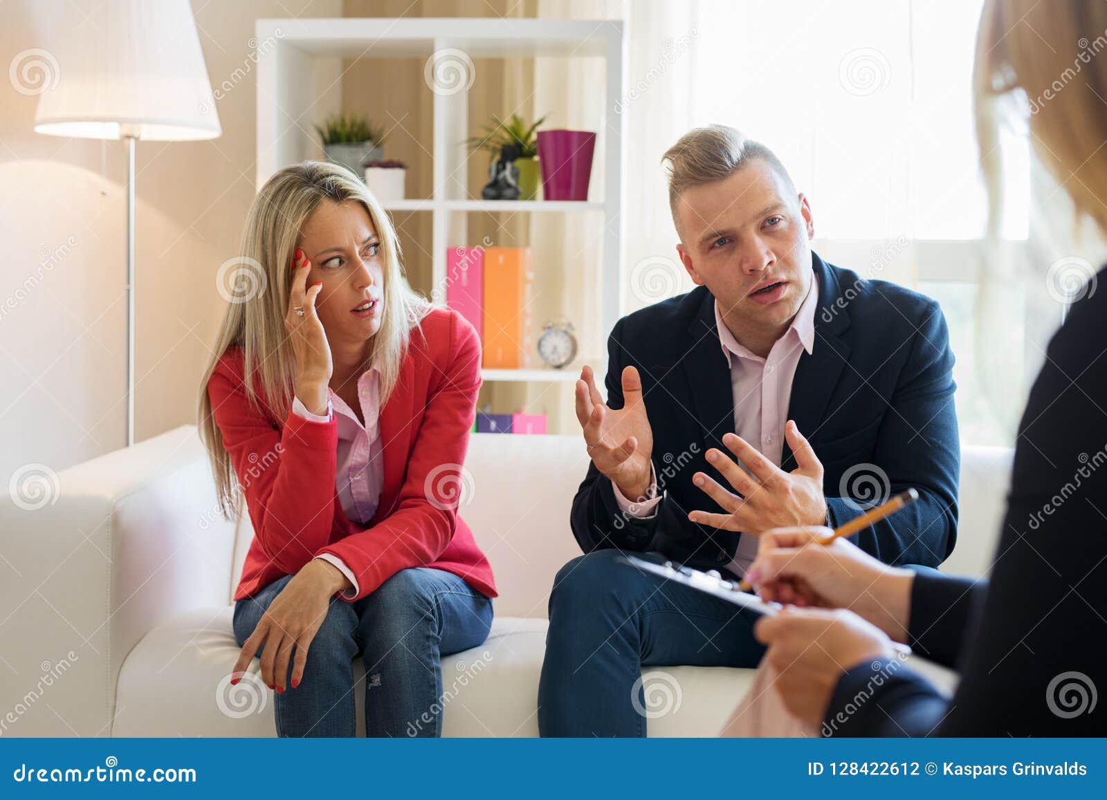 Man Explaining Himself during Couple`s Therapy Session Stock Photo ...