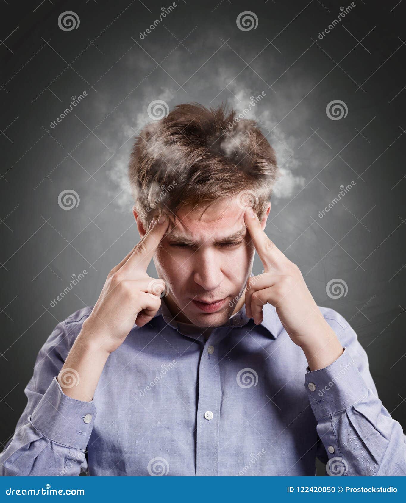 Man with Exploded Head Solving Financial Problems Stock Photo - Image ...
