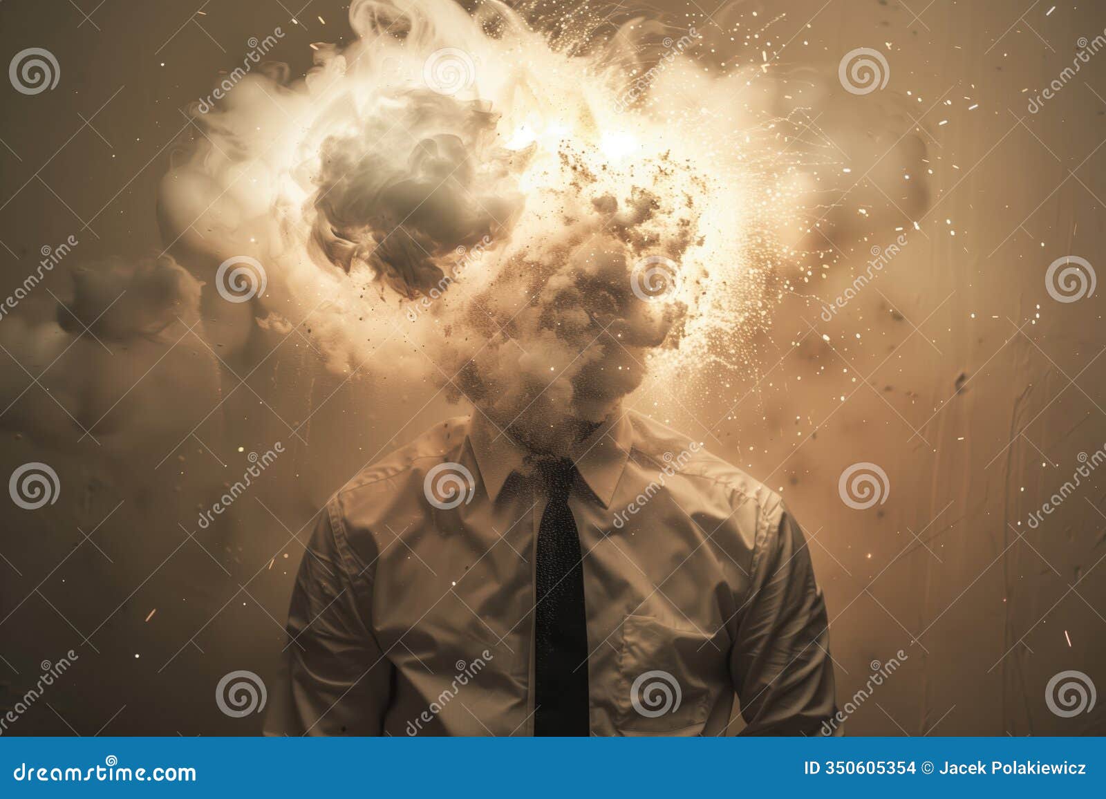 Man with exploding head. stock illustration. Illustration of face ...