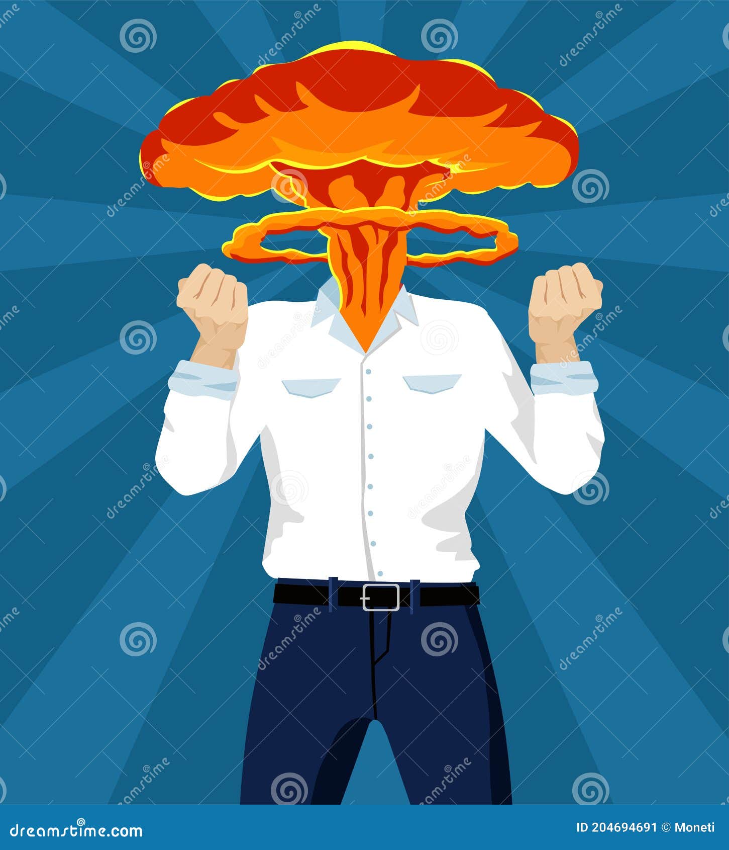 Man With An Exploding Mind. Businessman With Explosion Head. Vector ...