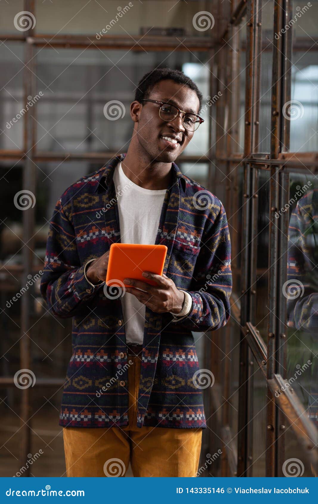 Man Exploring New App on His Tablet Stock Photo - Image of ...