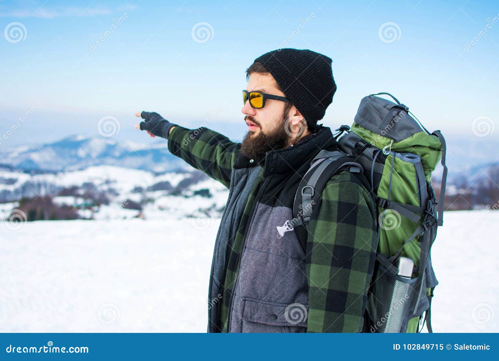 Man Exploring the Snow Covered Mountain Stock Image - Image of climber ...