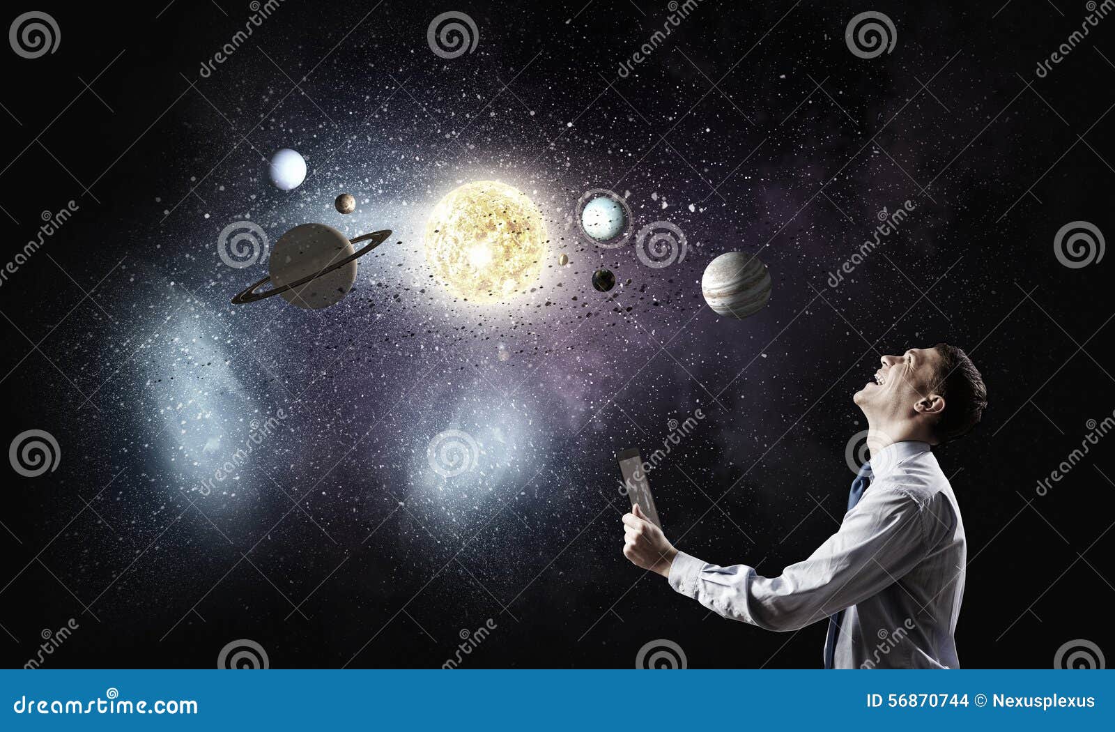 Man exploring space stock photo. Image of look, space - 56870744