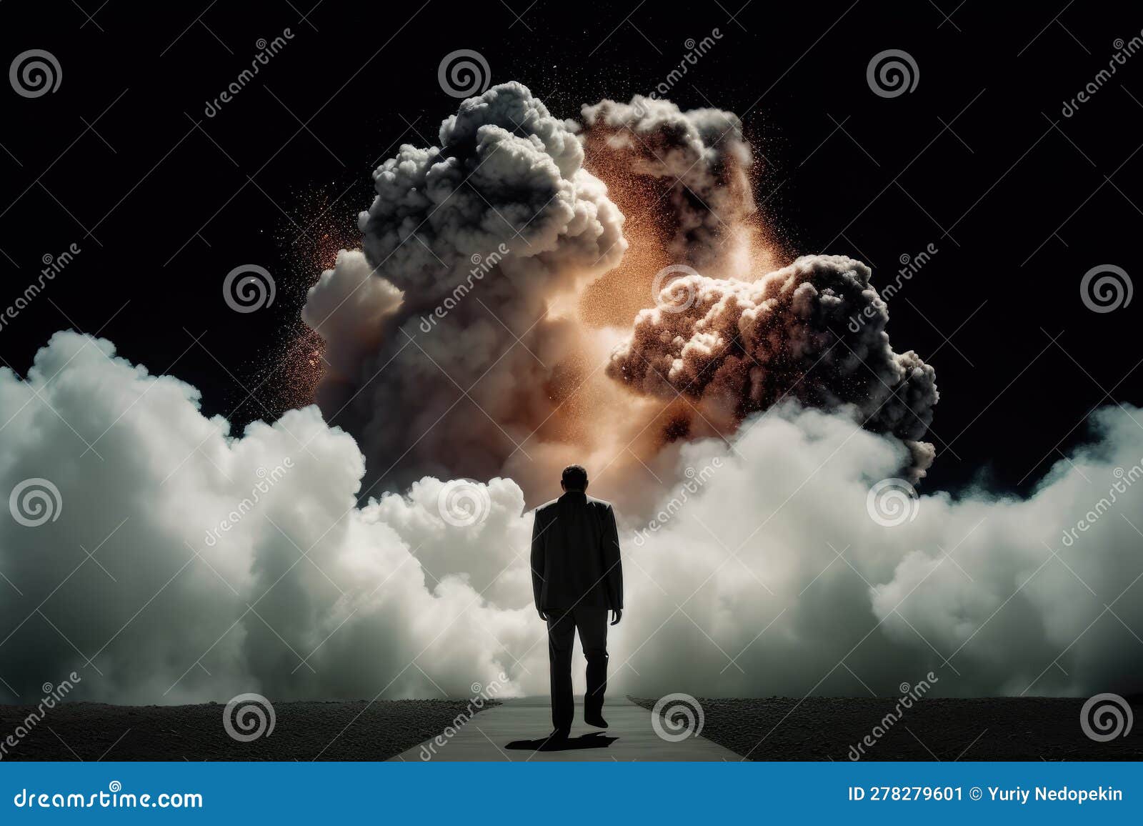 Man and Big Explosion. Generative AI Stock Image - Image of design ...