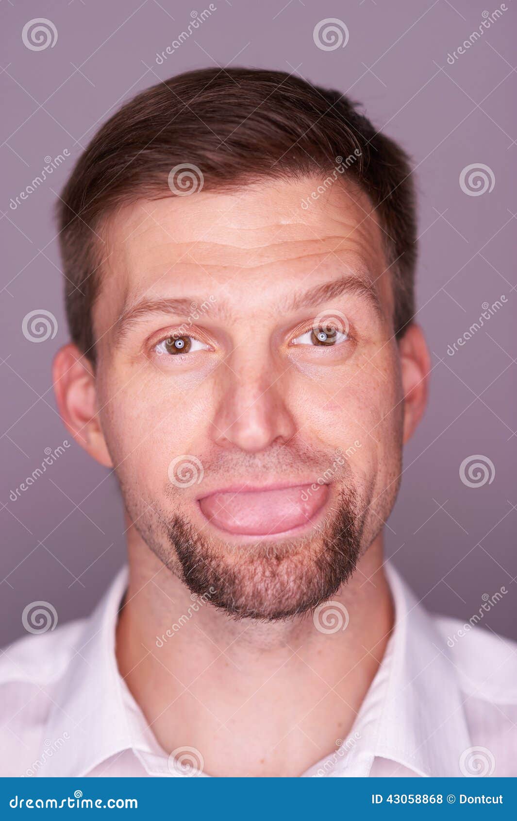 Man Expresses Different Emotions Stock Photo - Image of face, beard ...