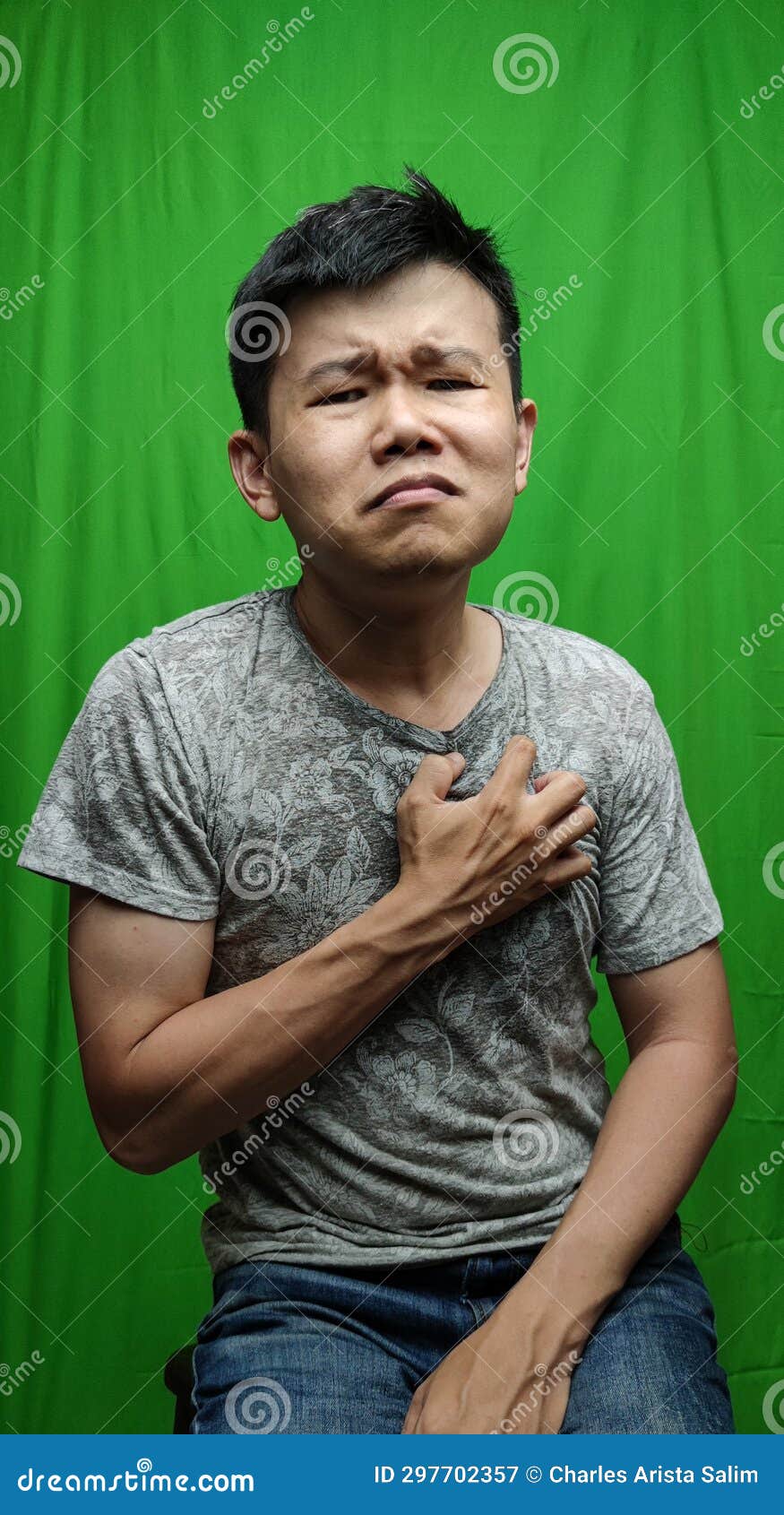 Discomfort with a Sickly Expression Stock Image - Image of holding ...