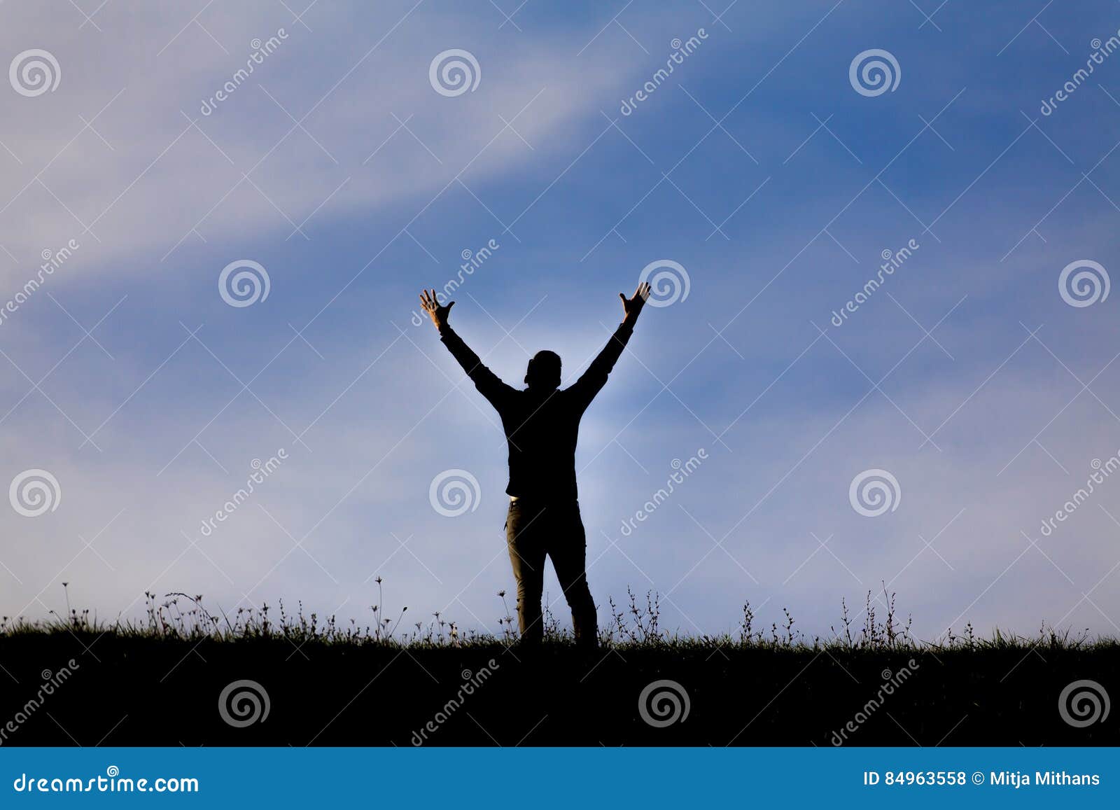 Man expressing Hope stock photo. Image of gratitude, jumping - 84963558