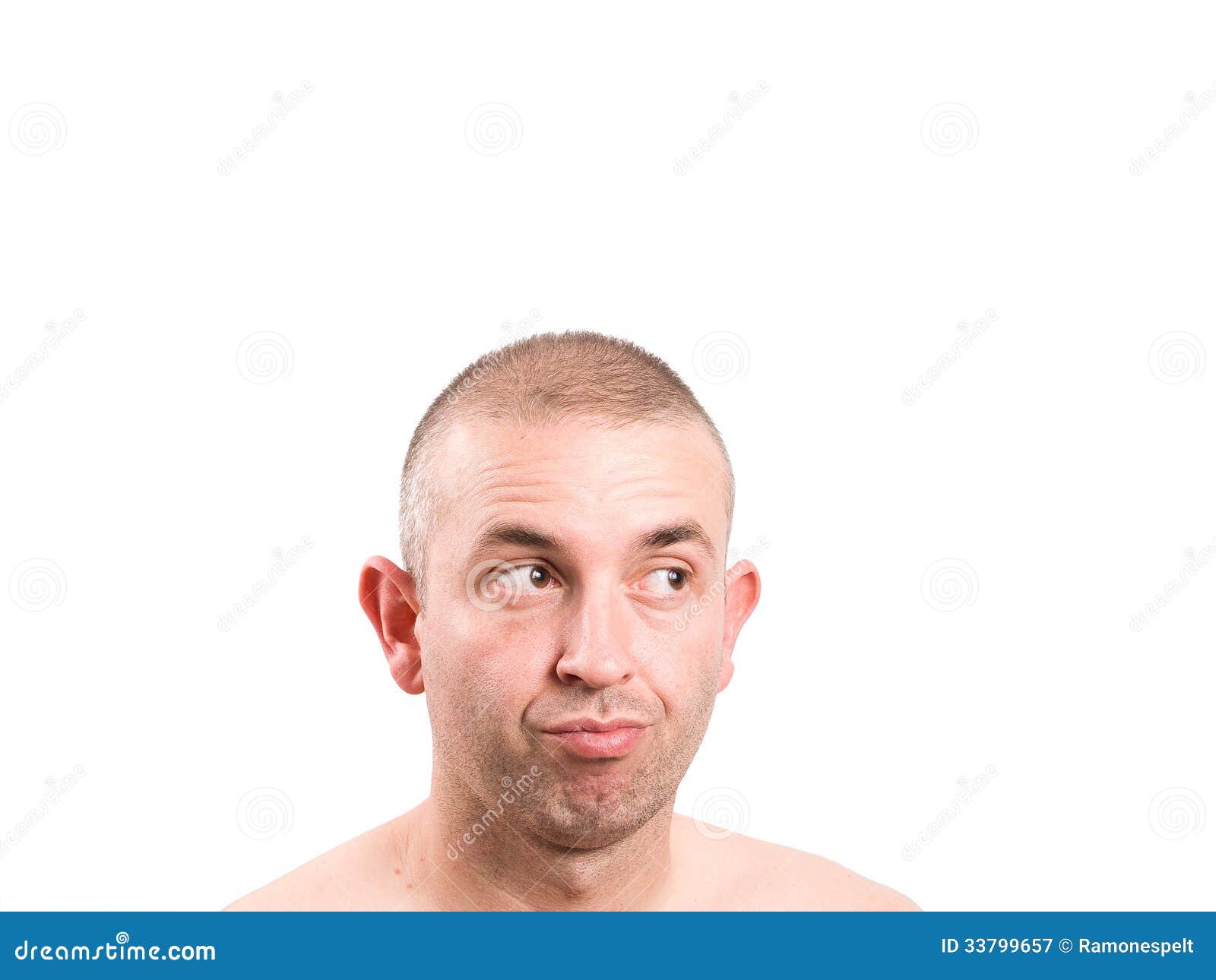 Man with Expression of Distrust Stock Image - Image of naked ...