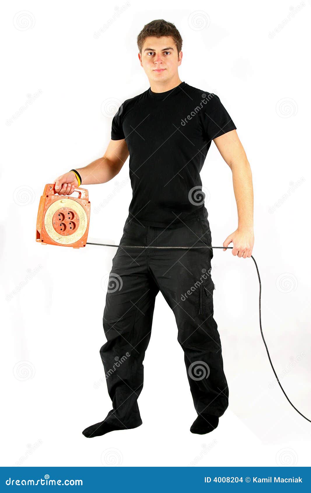 Man with extension stock photo. Image of extension, connection - 4008204