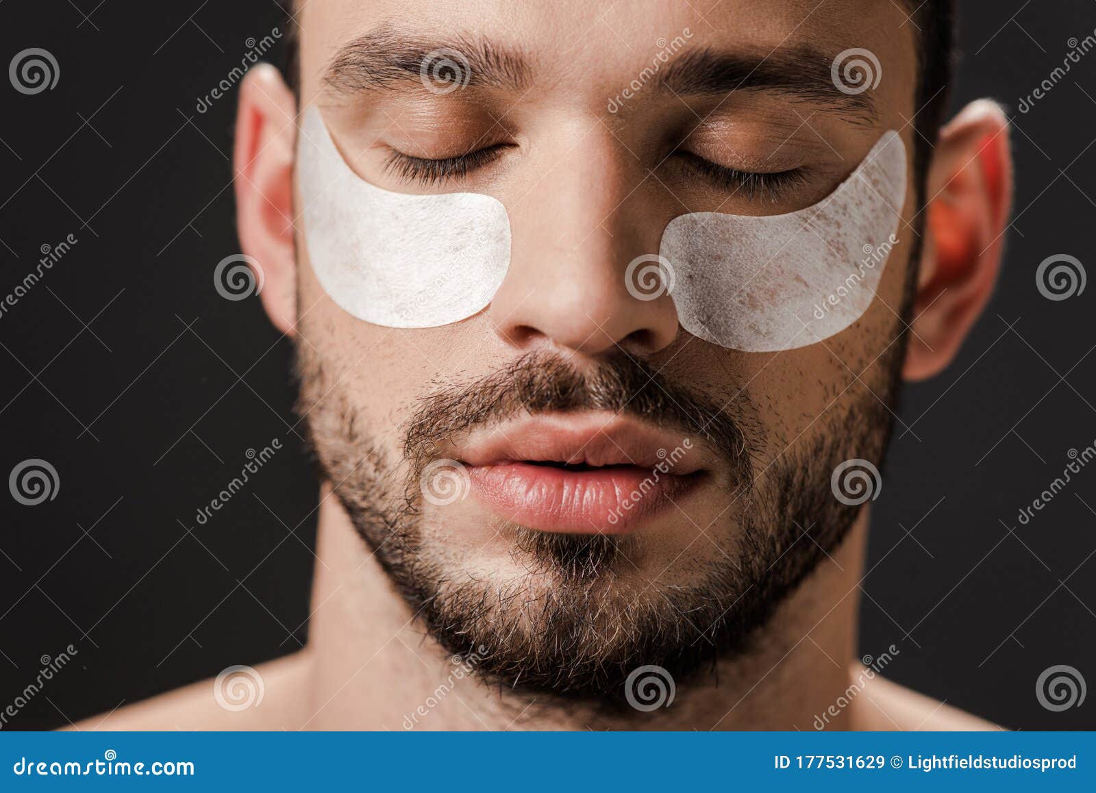 Man with Eye Patches on Face Stock Image - Image of beauty, european ...