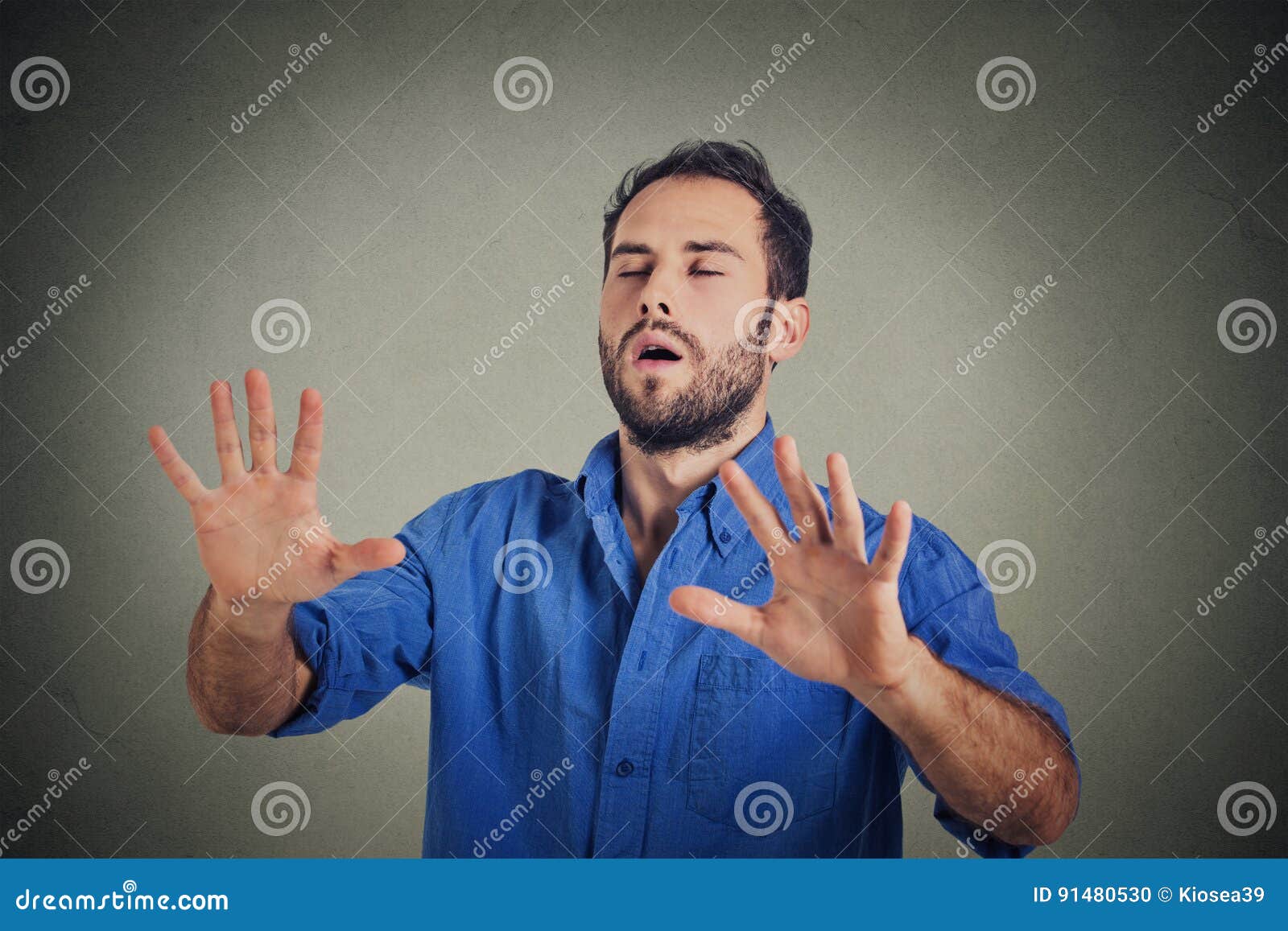 Man with Eyes Closed Searching Something Stock Photo - Image of ...