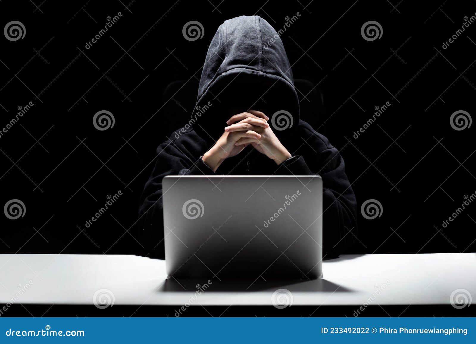 A Man without a Face Behind a Laptop, a Hacker Attack Stock Photo ...