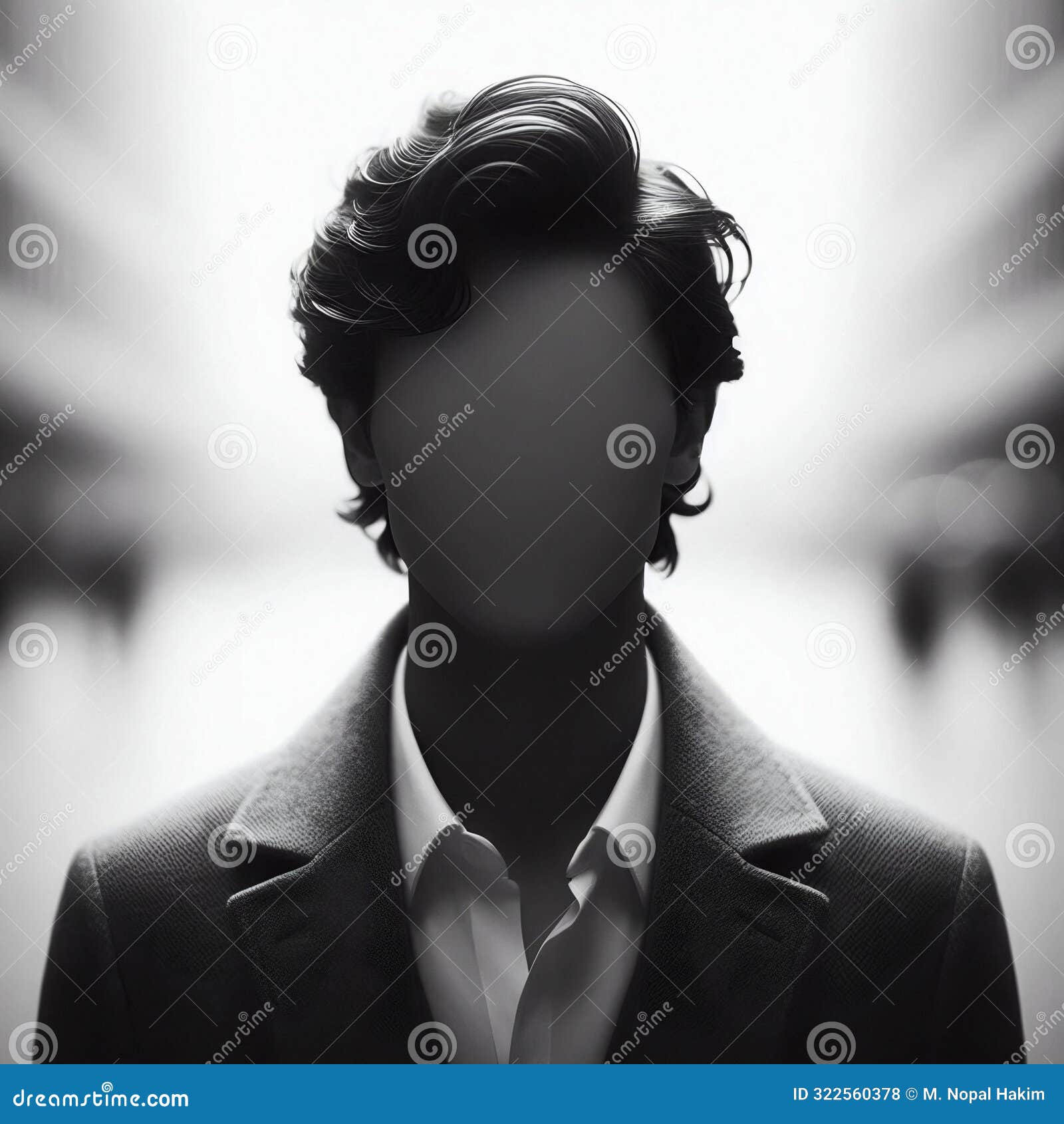 A Man without a Face on a Black and White Background Stock Illustration ...