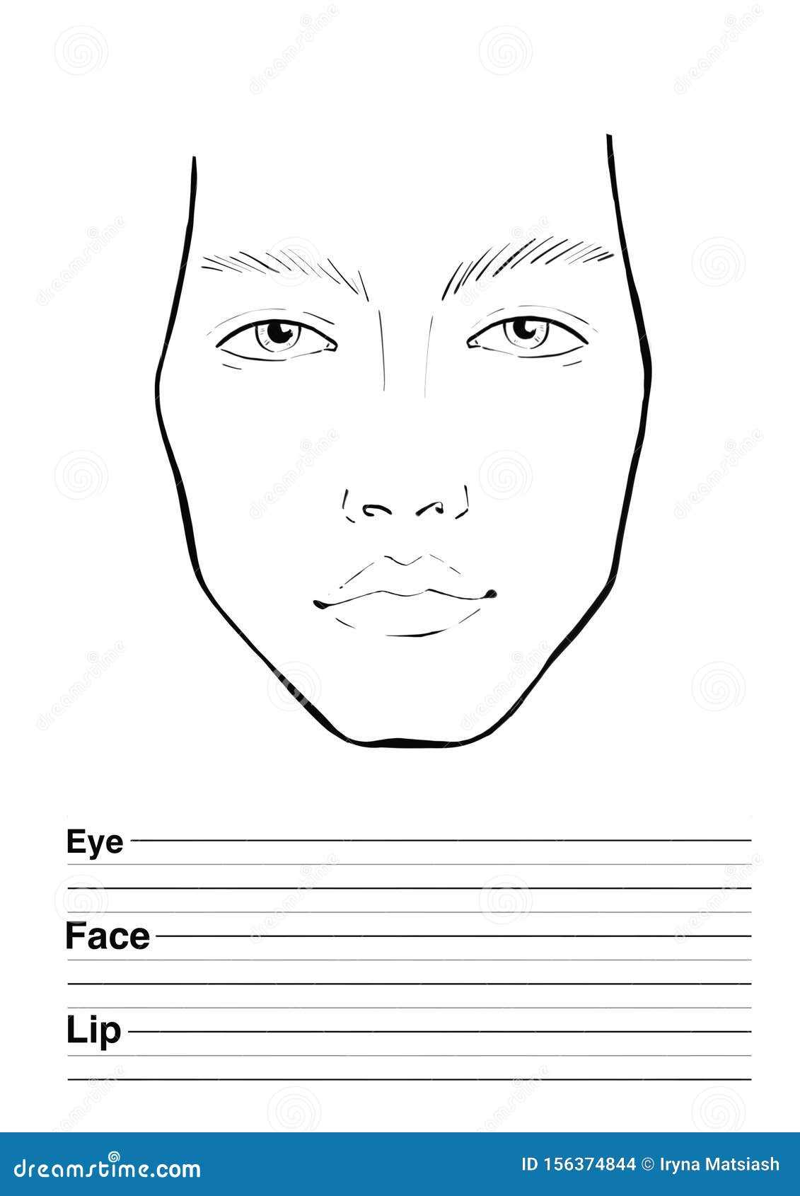 Man Face Chart in Black and White Stock Illustration - Illustration of ...