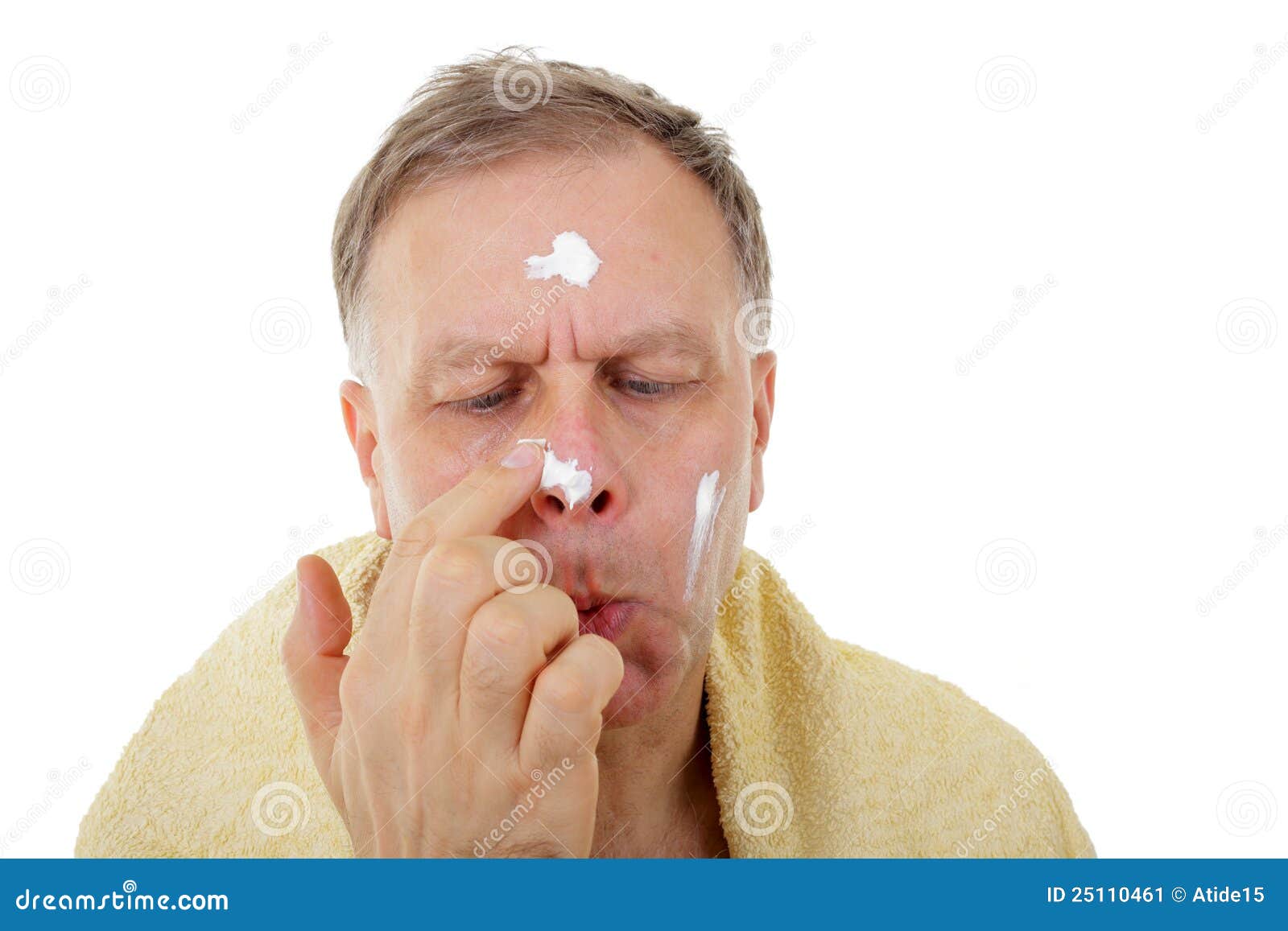 Man with face cream stock image. Image of person, white - 25110461