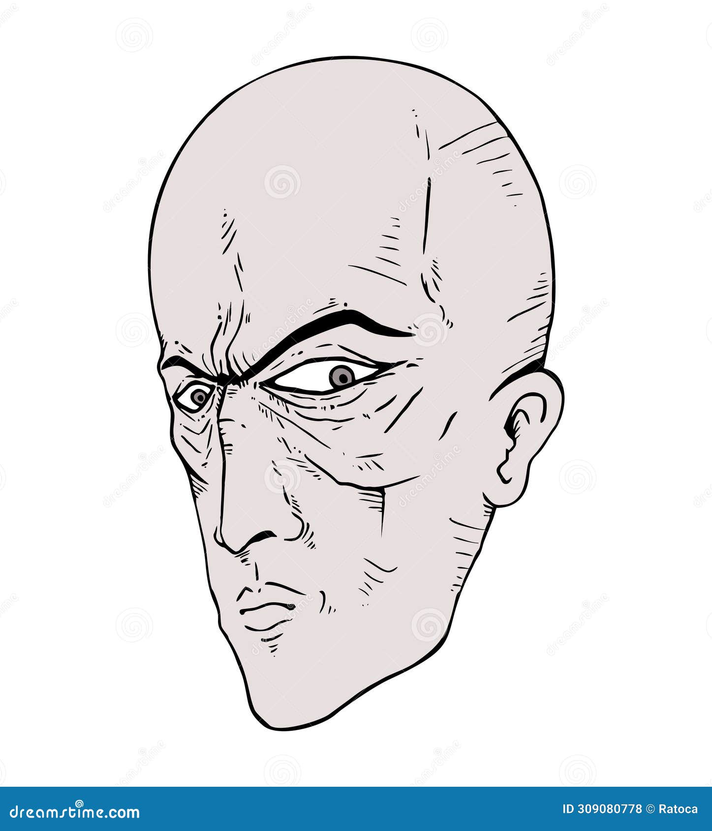 Man face draw stock vector. Illustration of bald, people - 309080778