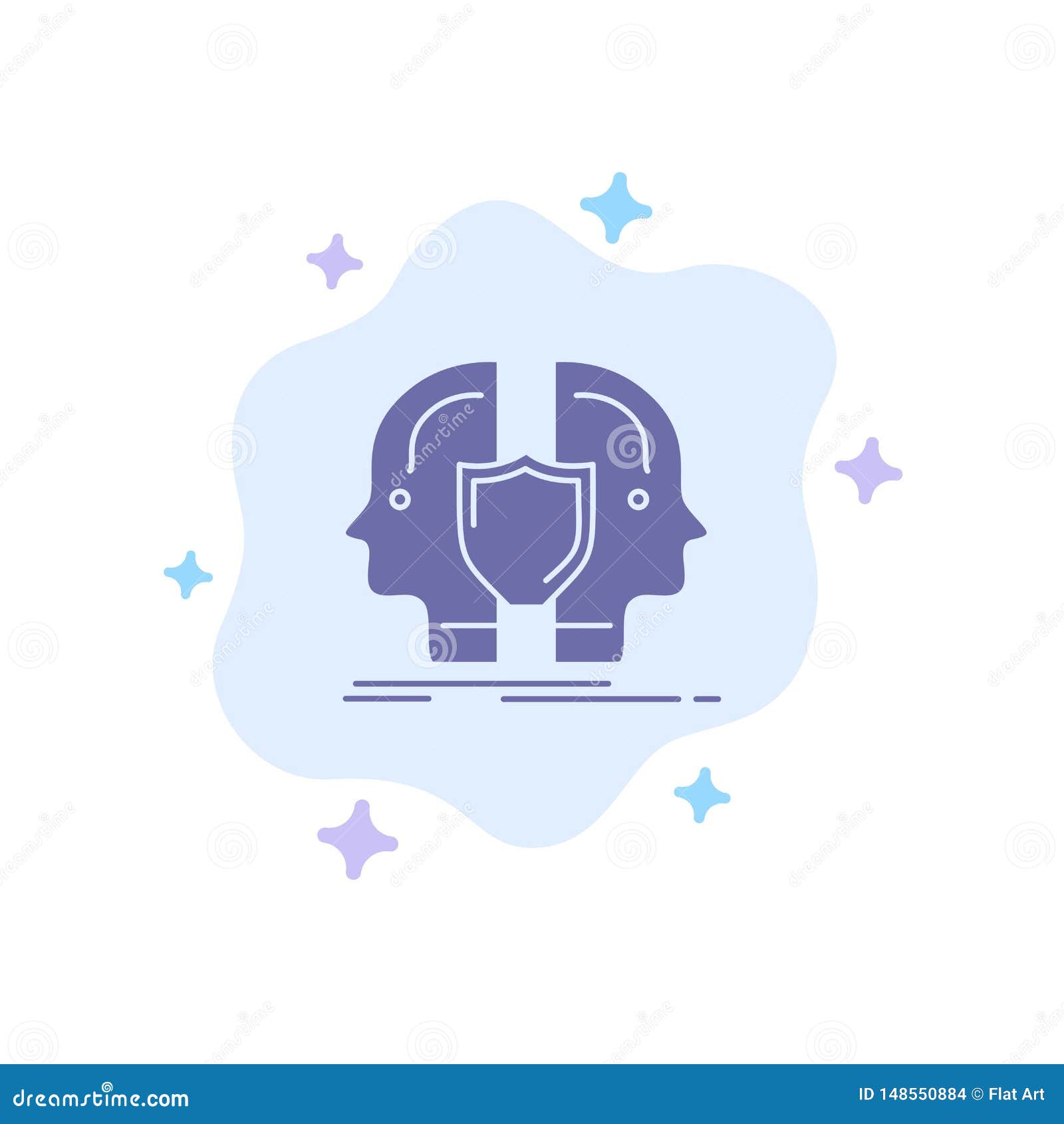 Man, Face, Dual, Identity, Shield Blue Icon on Abstract Cloud ...