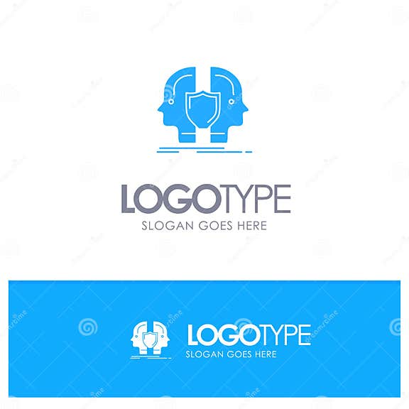 Man, Face, Dual, Identity, Shield Blue Solid Logo with Place for ...
