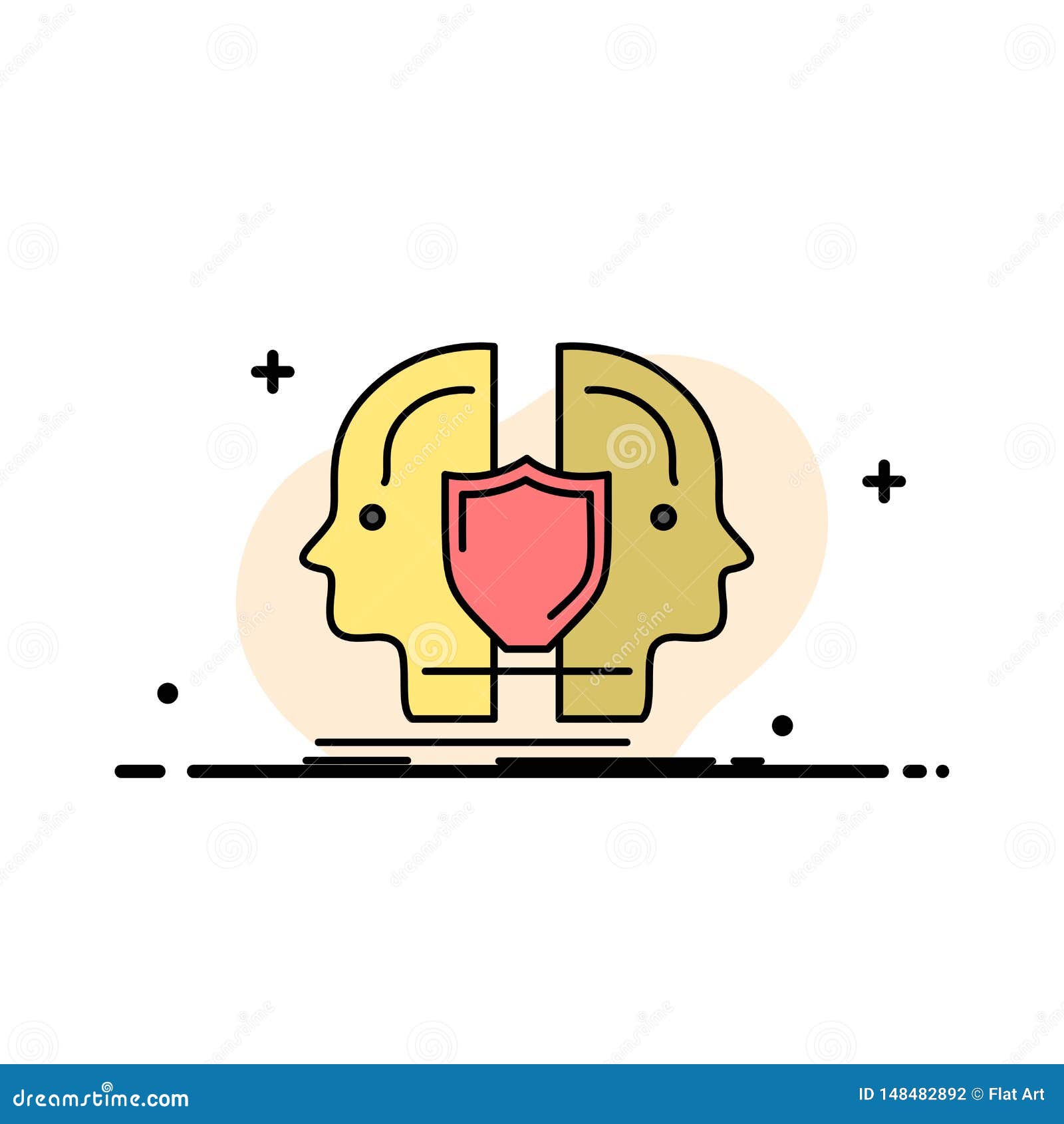 Man, Face, Dual, Identity, Shield Business Flat Line Filled Icon Vector ...