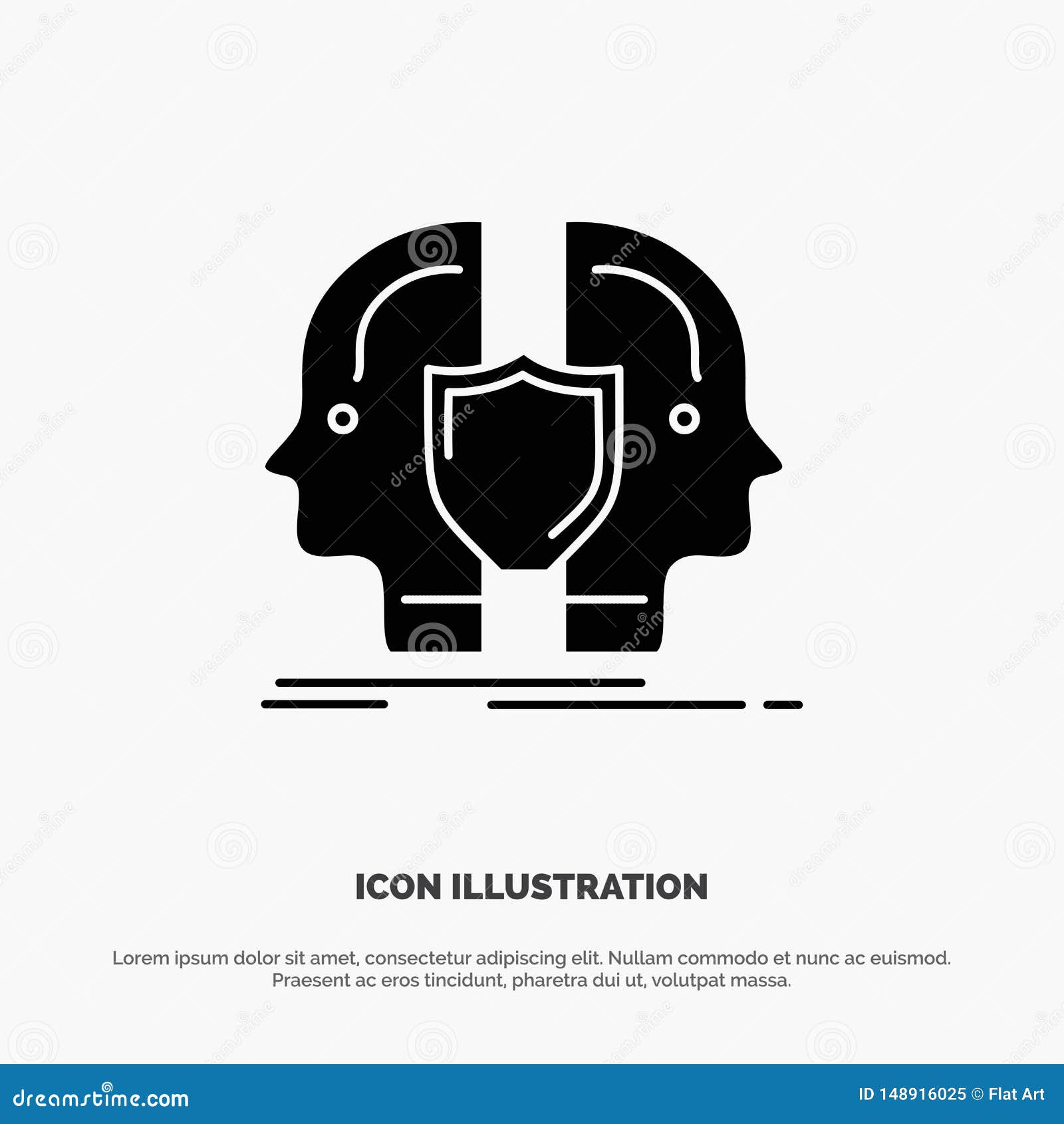 Man, Face, Dual, Identity, Shield Solid Glyph Icon Vector Stock Vector ...