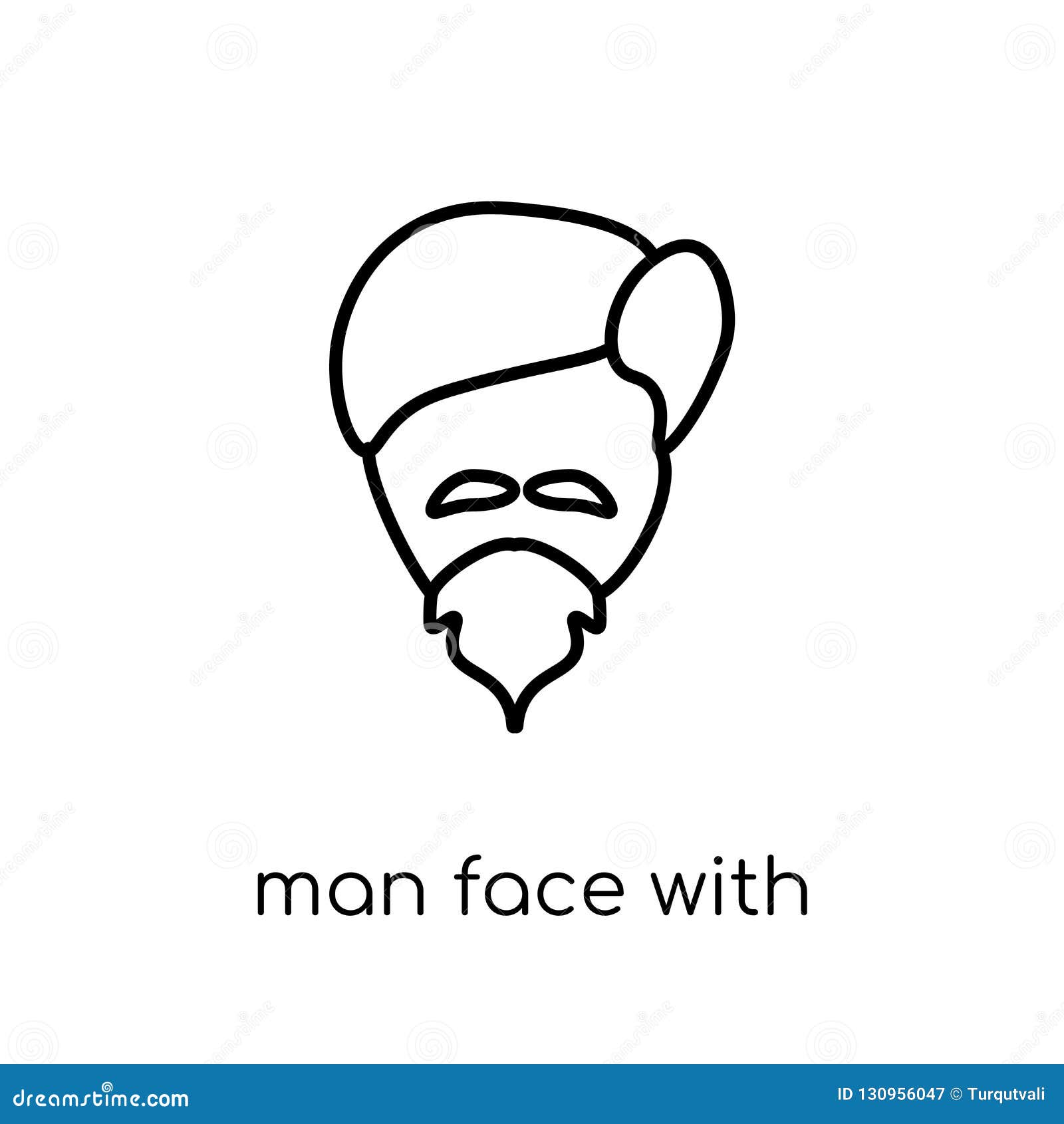 Man Face With Goatee Vector Linear Icon Isolated On Transparent ...