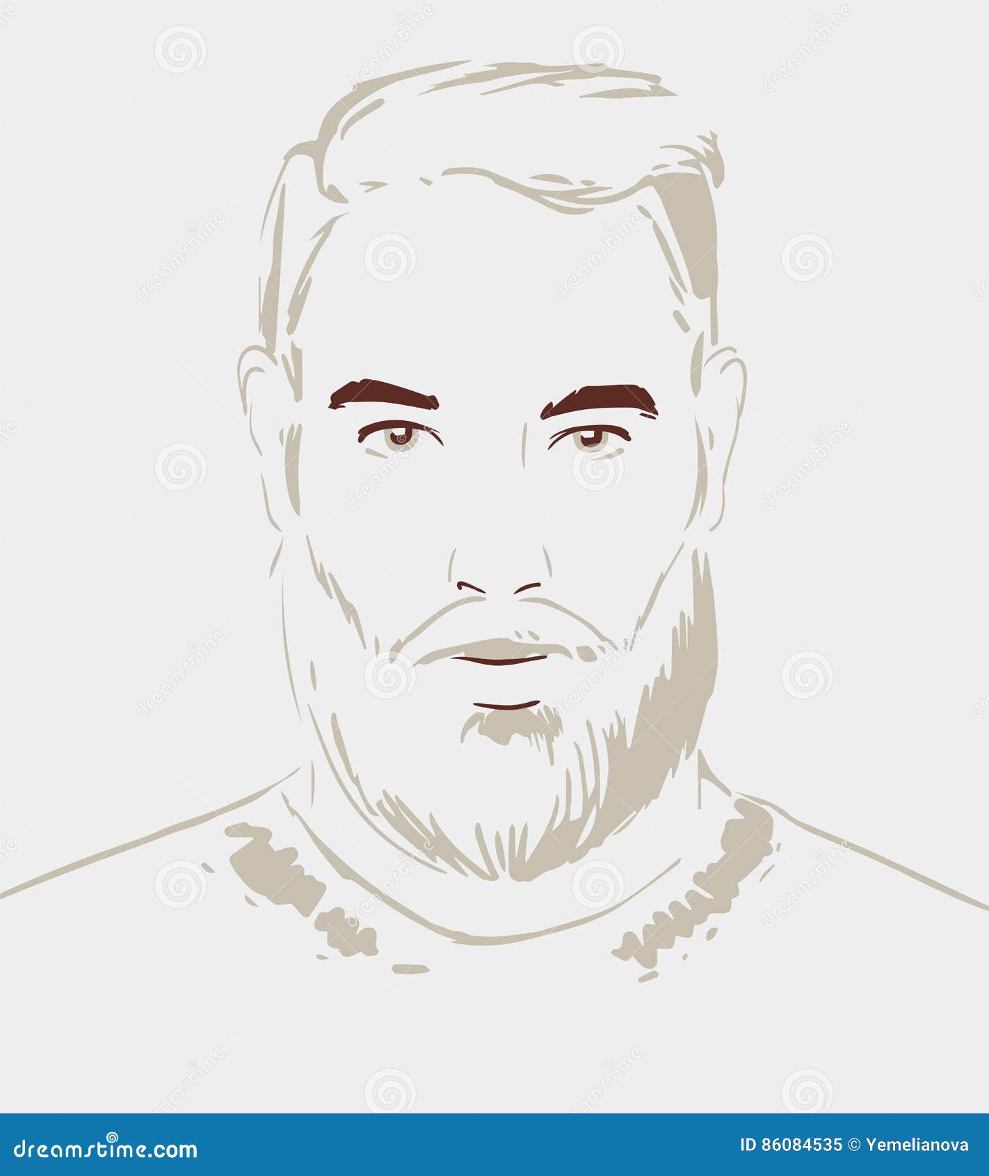 Man Face Hand Drawn. Portrait of a Young Handsome Man Stock Vector ...