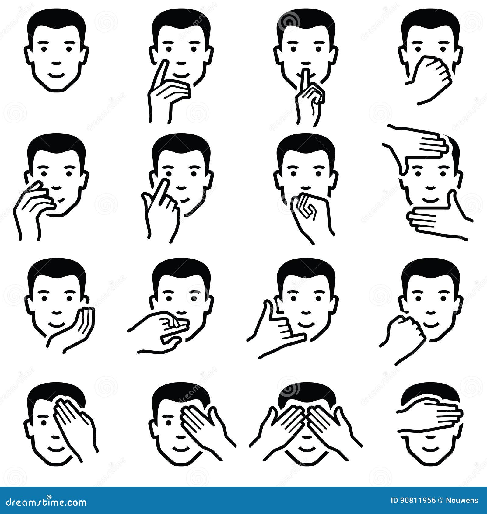 Man Face with Hand Emoticons Vector Illustration Stock Vector ...