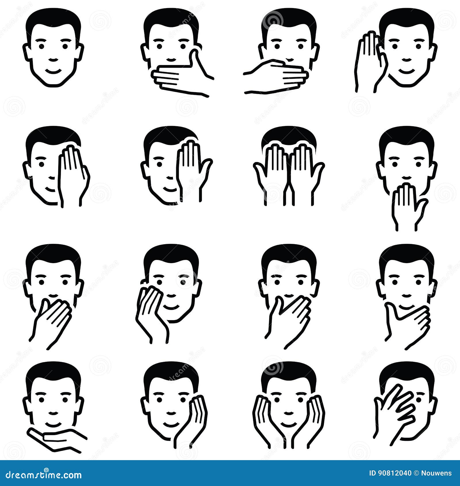 Man Face with Hand Vector Emoticons Stock Vector - Illustration of ...