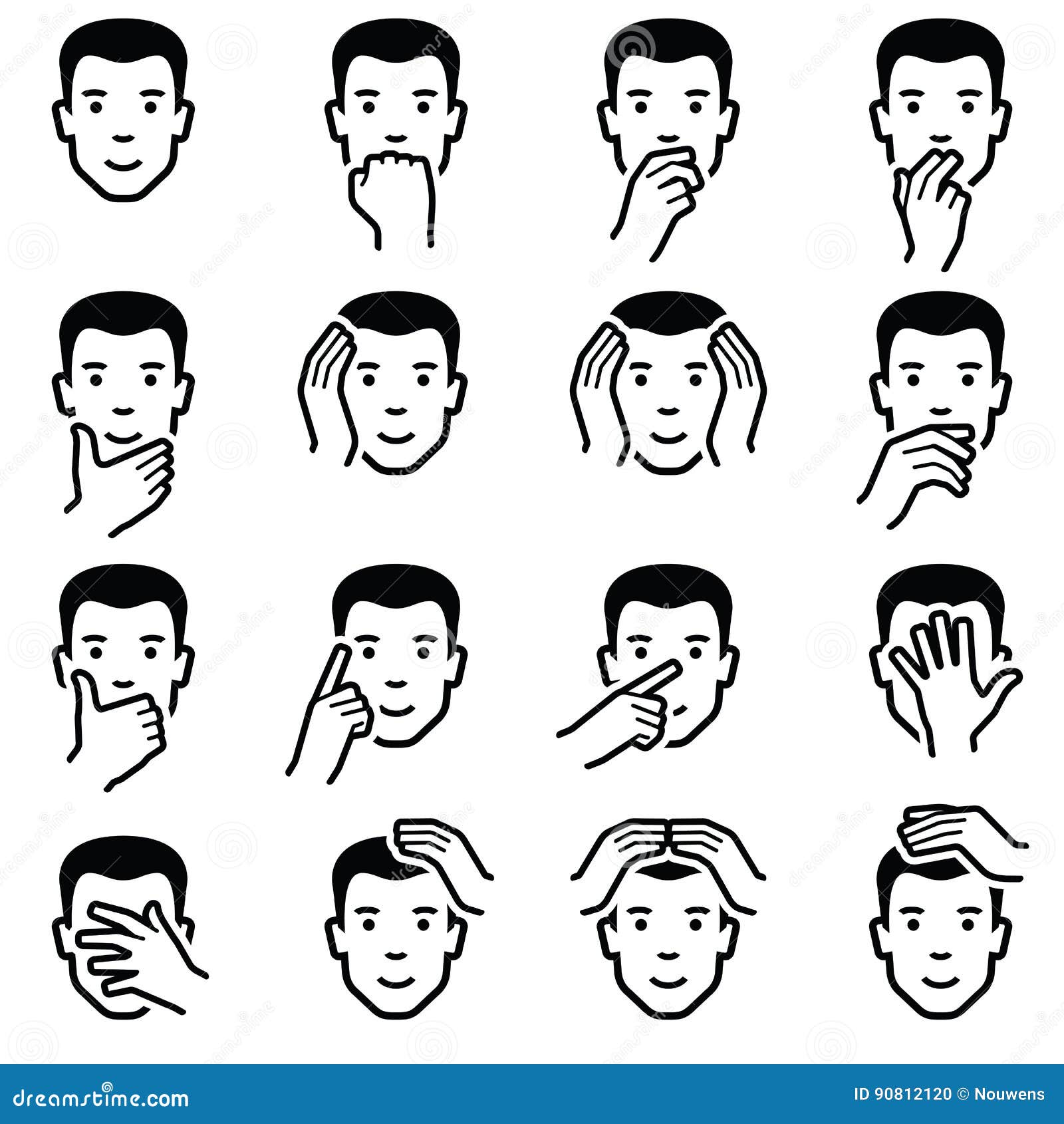 Hand Emoticons. Yellow Arms And Fists With Gestures Of Open Palm, Prey ...