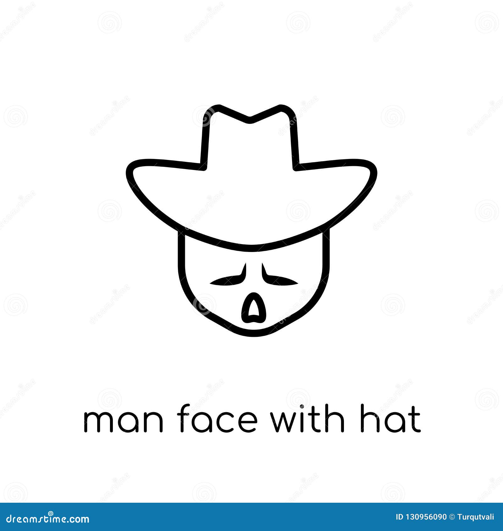 Man Face with Hat Icon. Trendy Modern Flat Linear Vector Man Face with ...