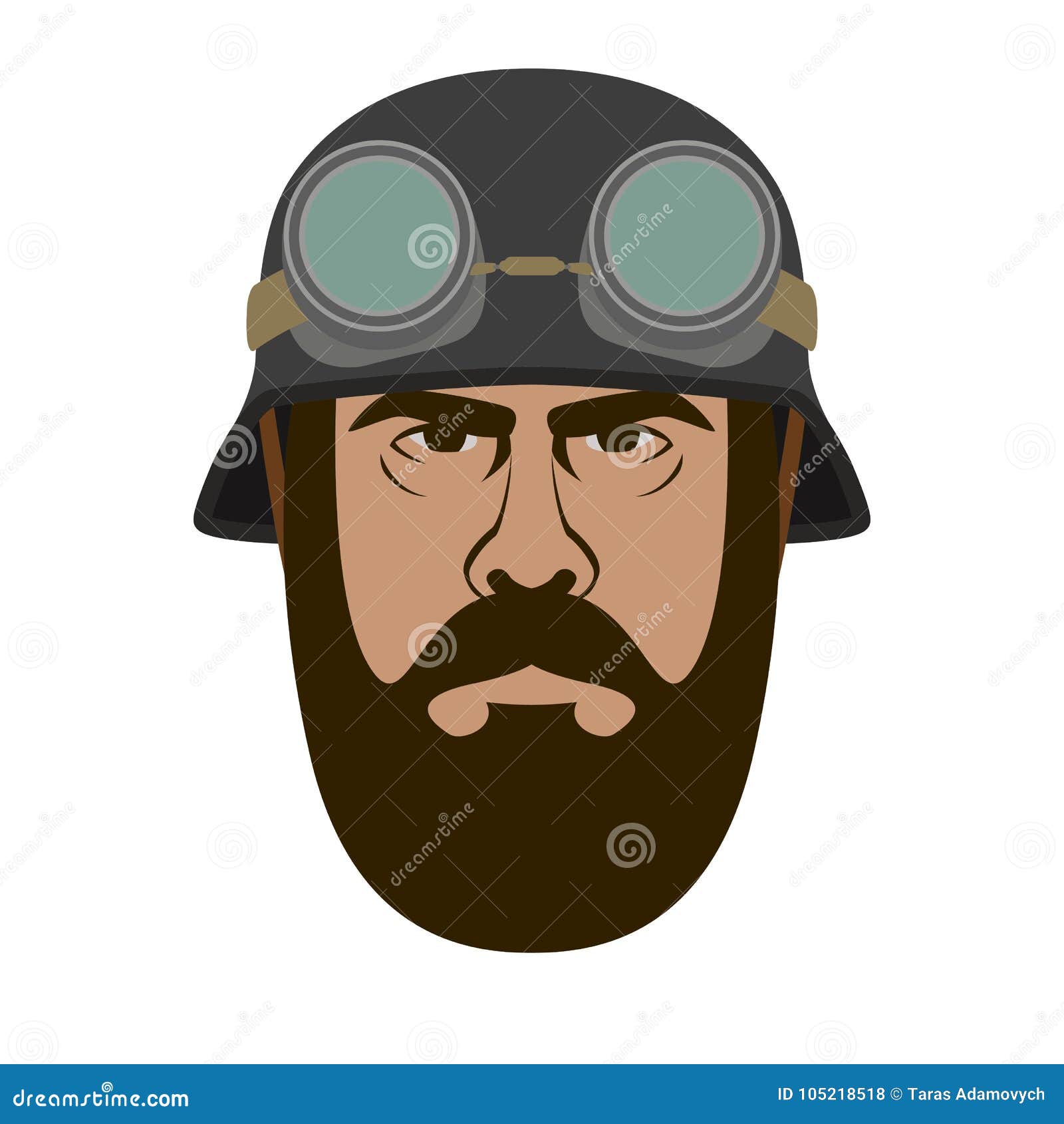 Man Face in Helmet Vector Illustration Flat Style Front Stock Vector ...