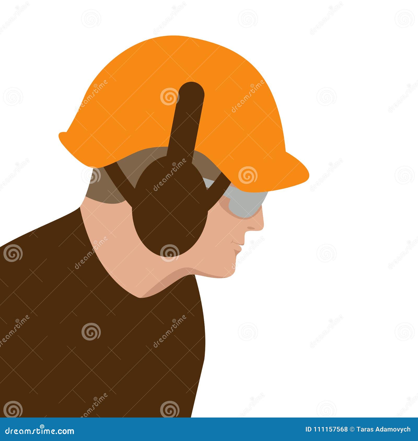 Man Face in Helmet Vector Illustration Flat Style Profile Stock Vector ...