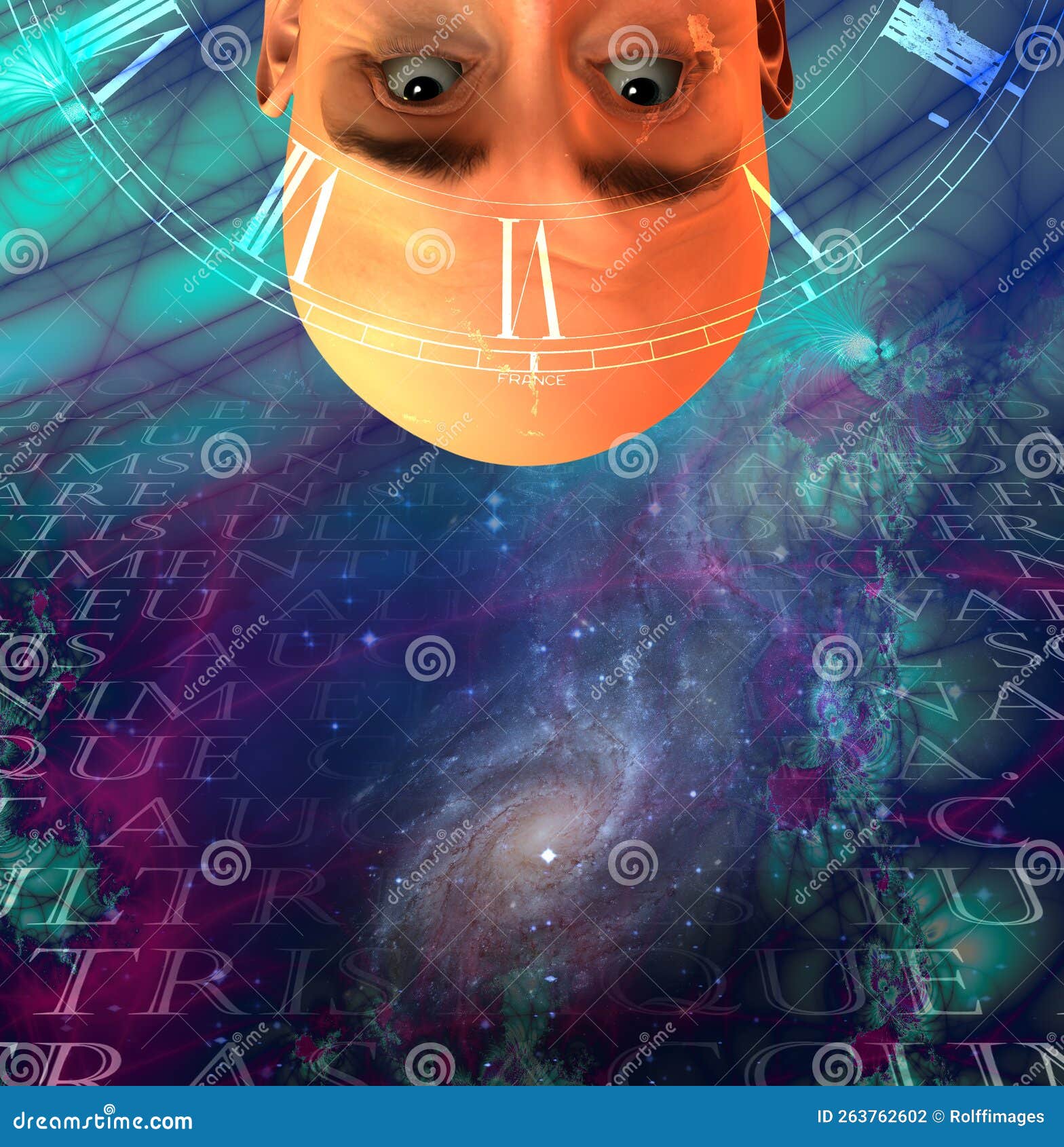 Man face and latin text stock illustration. Illustration of writing ...