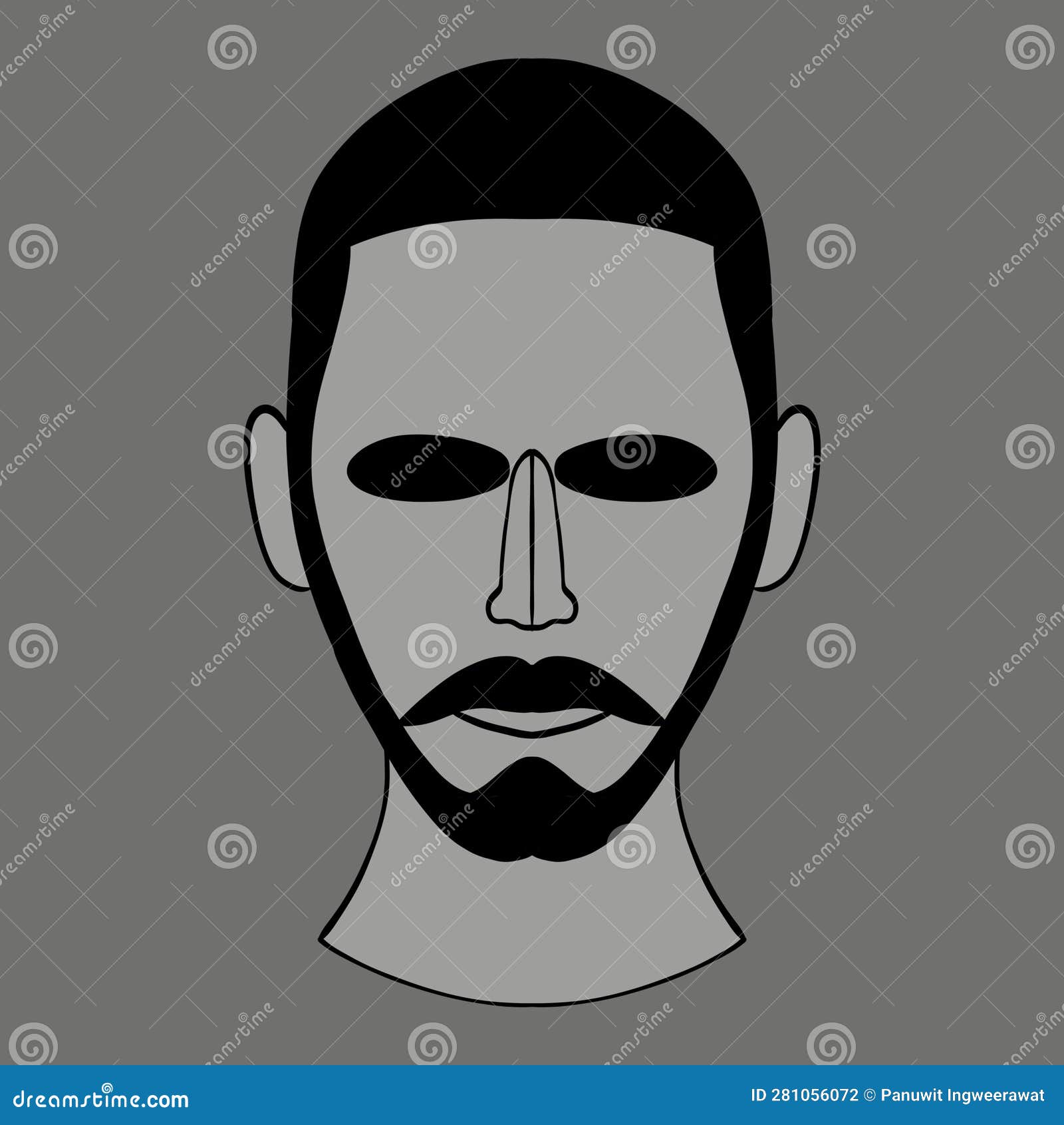Illustration Man Face Line Art Black and White Minimal Style Stock ...