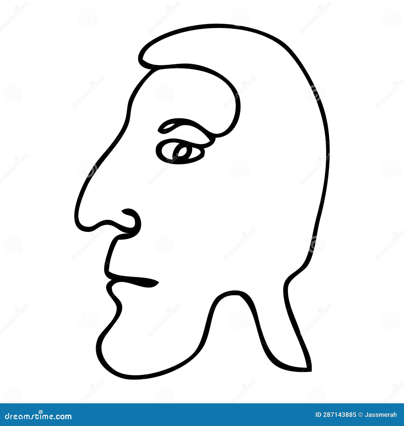 Simple Man Face Simple Vector Single One Line Art, Continuous Stock ...