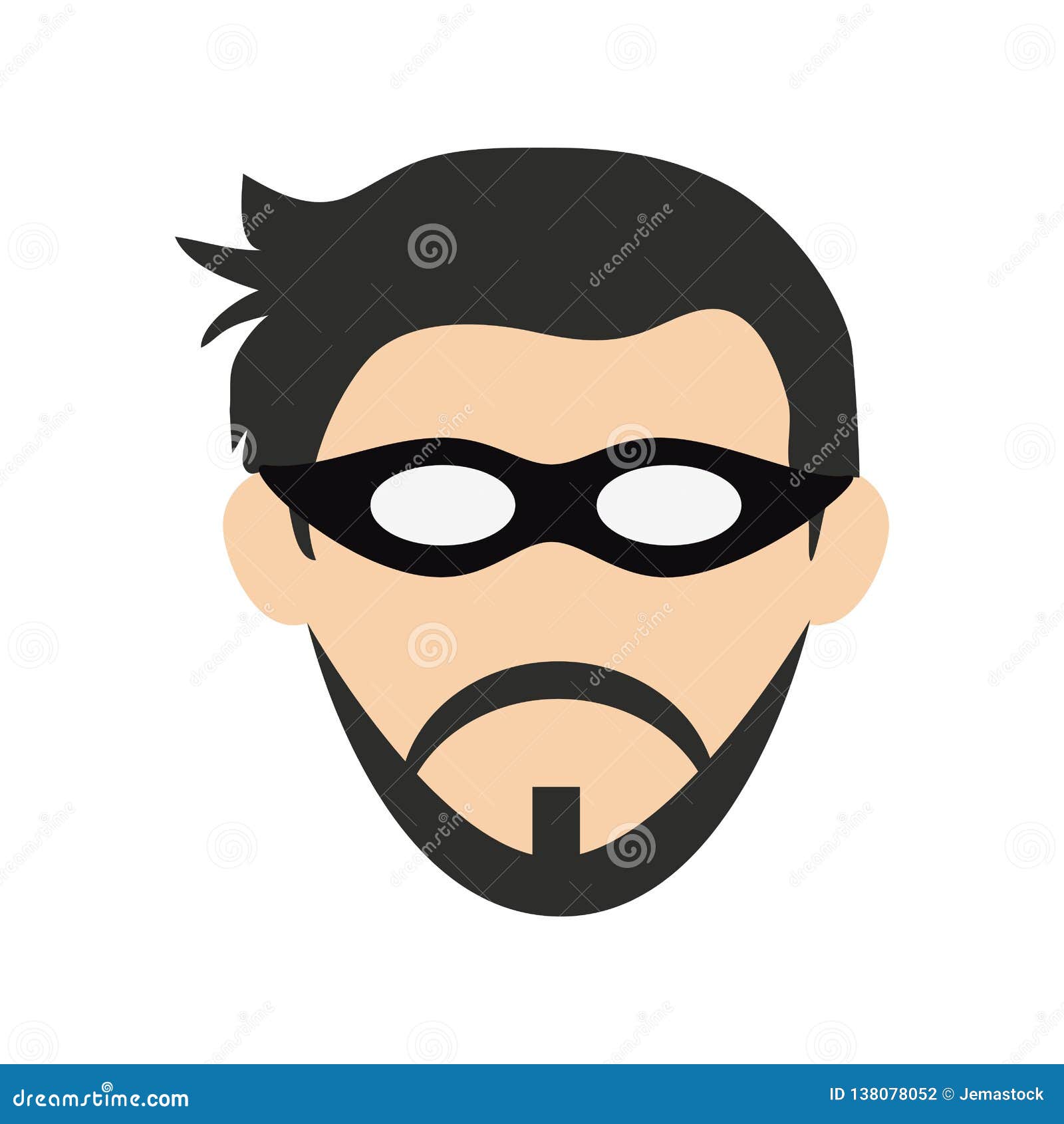 Man Face with Mask and Beard Head Stock Vector - Illustration of ...