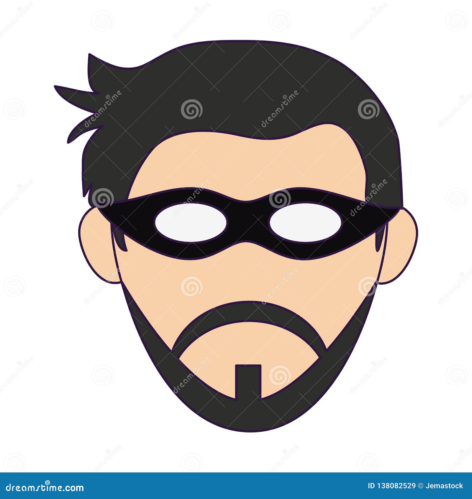 Man Face with Mask and Beard Head Stock Vector - Illustration of ...