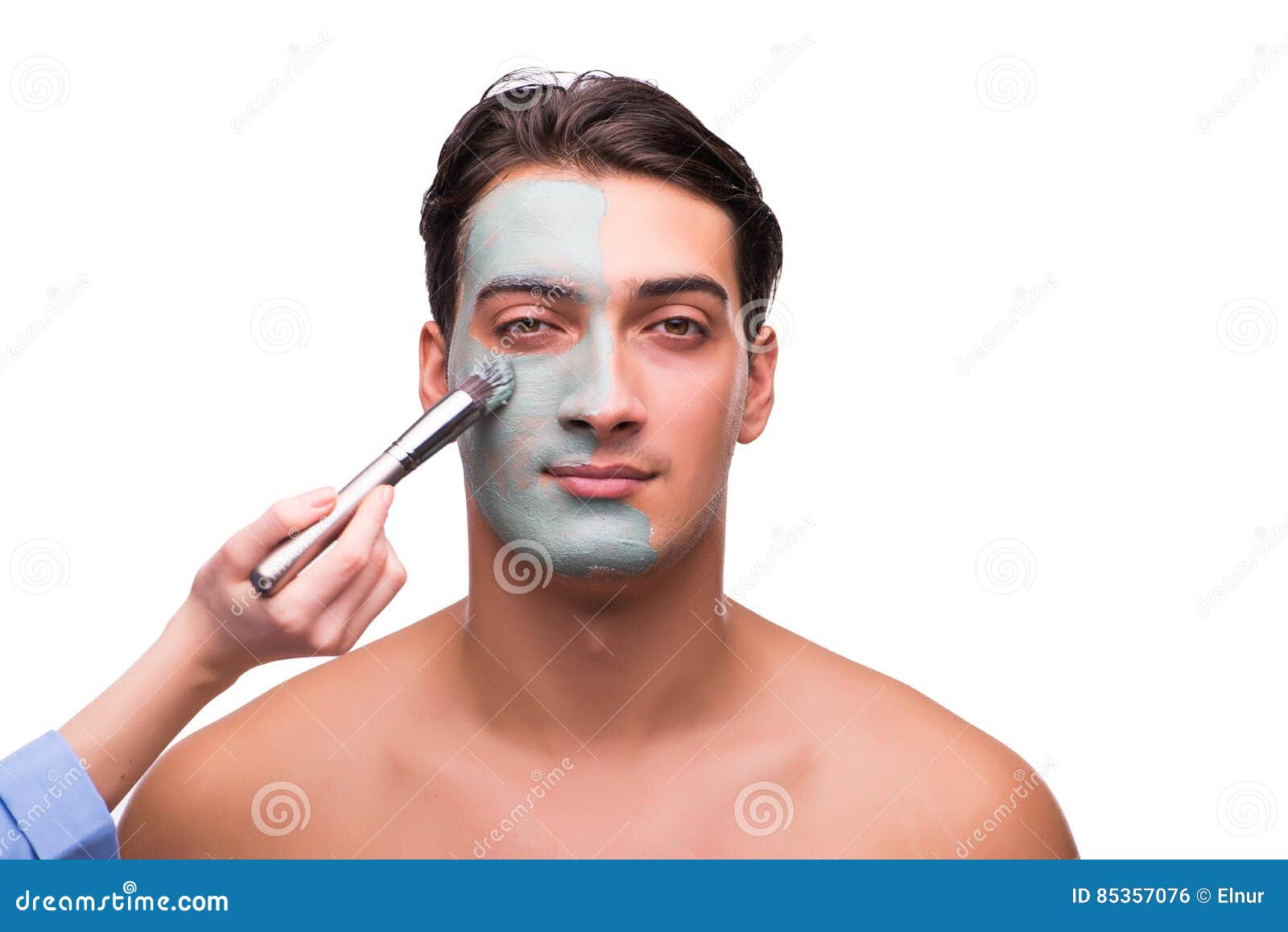The Man with Face Mask Being Applied on White Stock Photo - Image of ...
