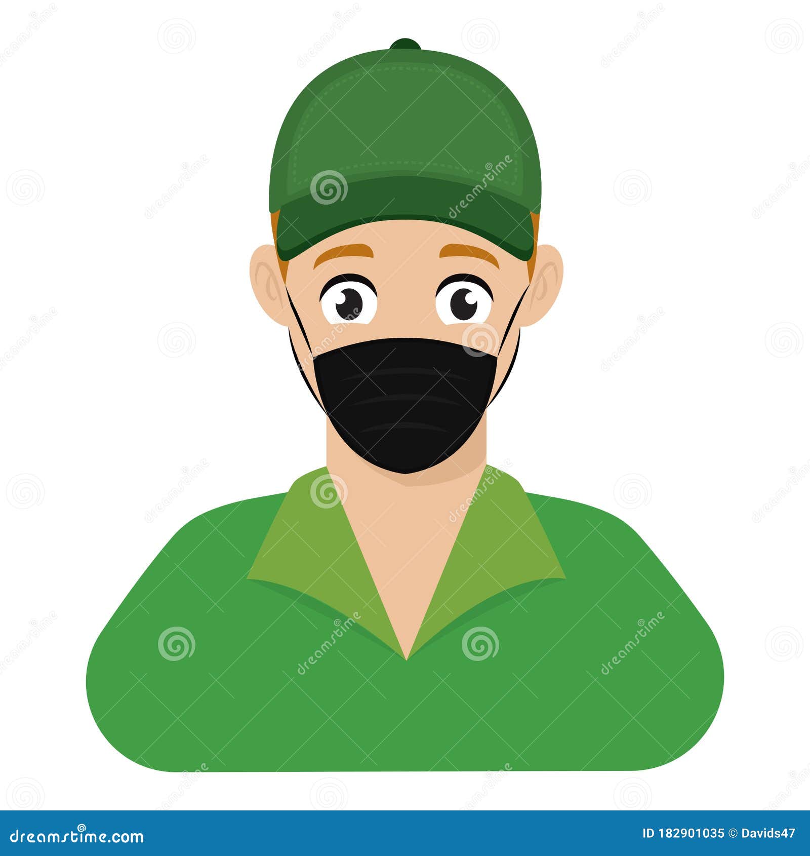 Man with a face mask stock vector. Illustration of people - 182901035