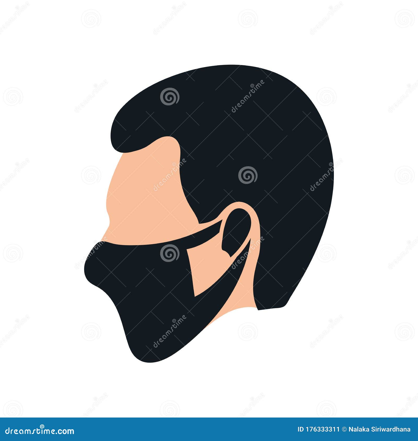Man Face with Medical Face Mask. Stock Vector - Illustration of face ...