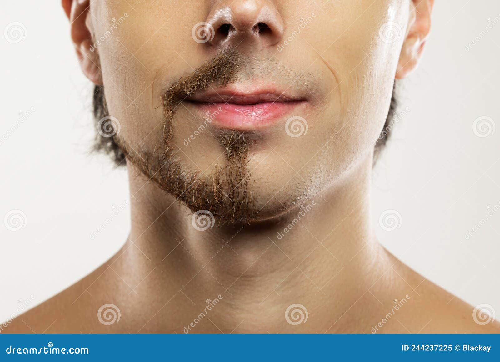 Man Face with a Partially Shaved Beard. Stock Image - Image of beard ...