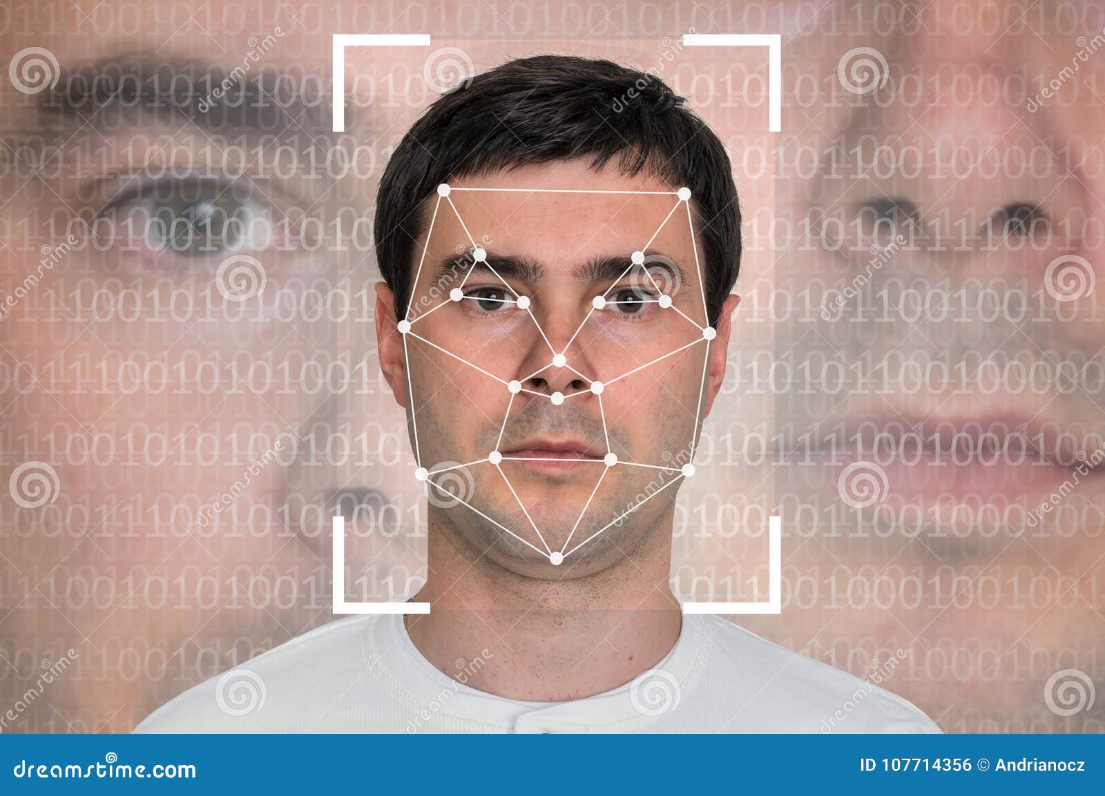 Man Face Recognition - Biometric Verification Stock Photo - Image of ...