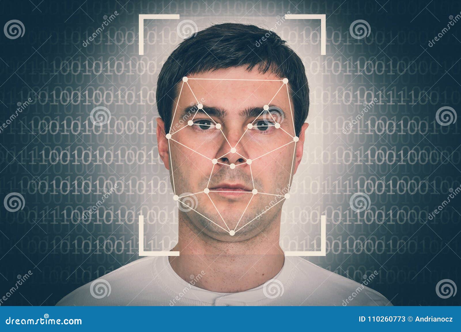 Man Face Recognition - Biometric Verification Concept Stock Image ...