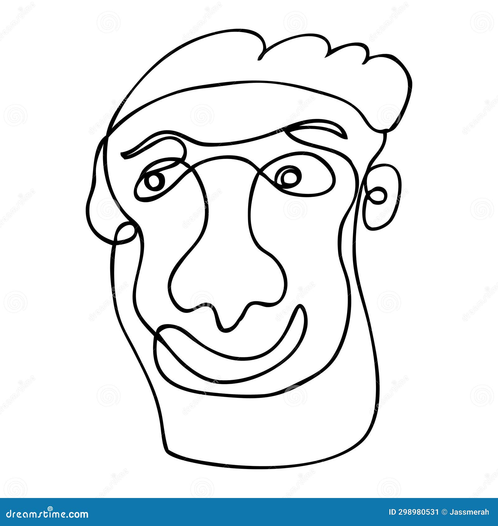 Man Face Simple Vector Sketch Single One Line Art, Continuous Stock ...