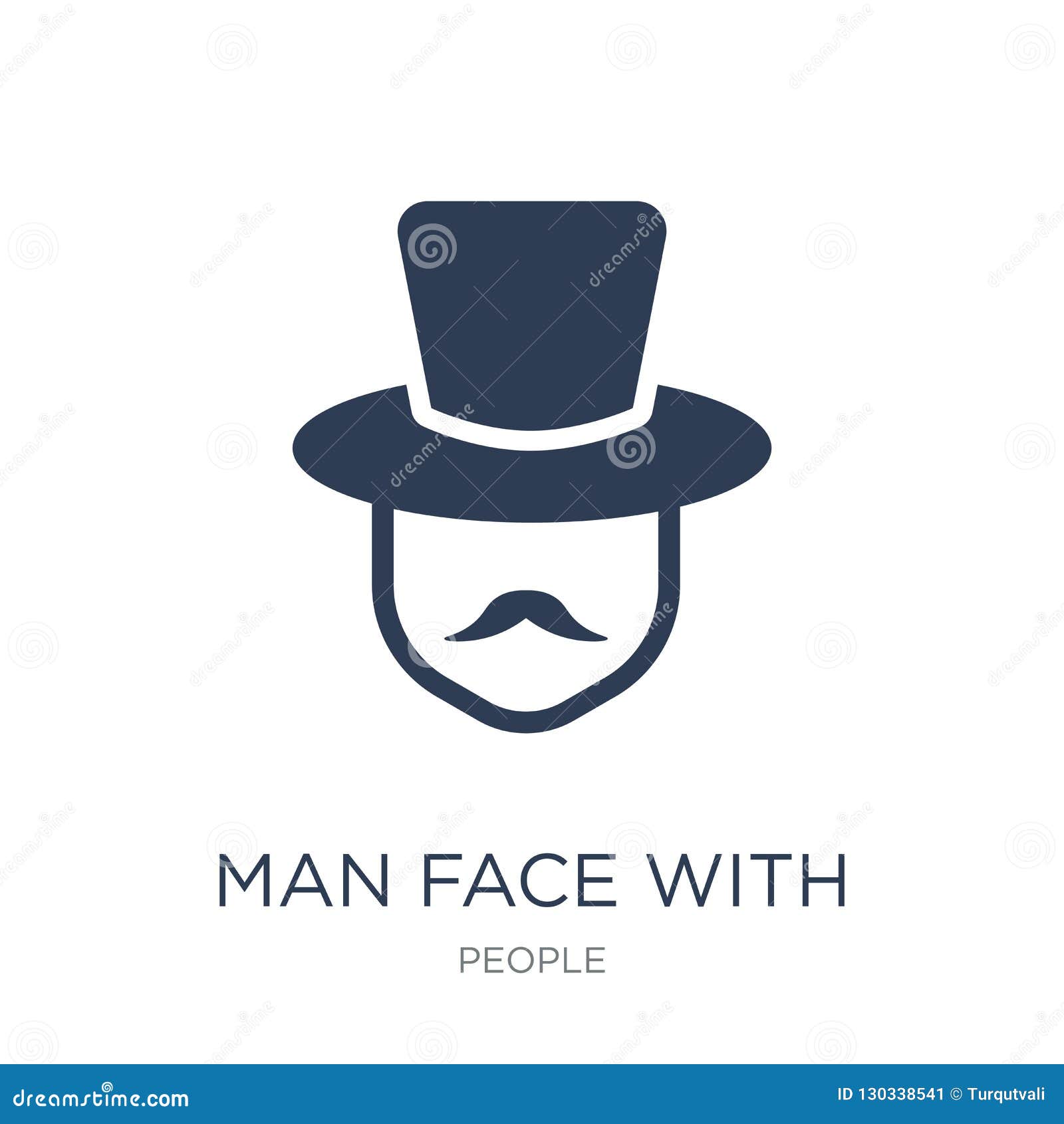 Man Face with Top Hat Icon. Trendy Flat Vector Man Face with Top Stock ...