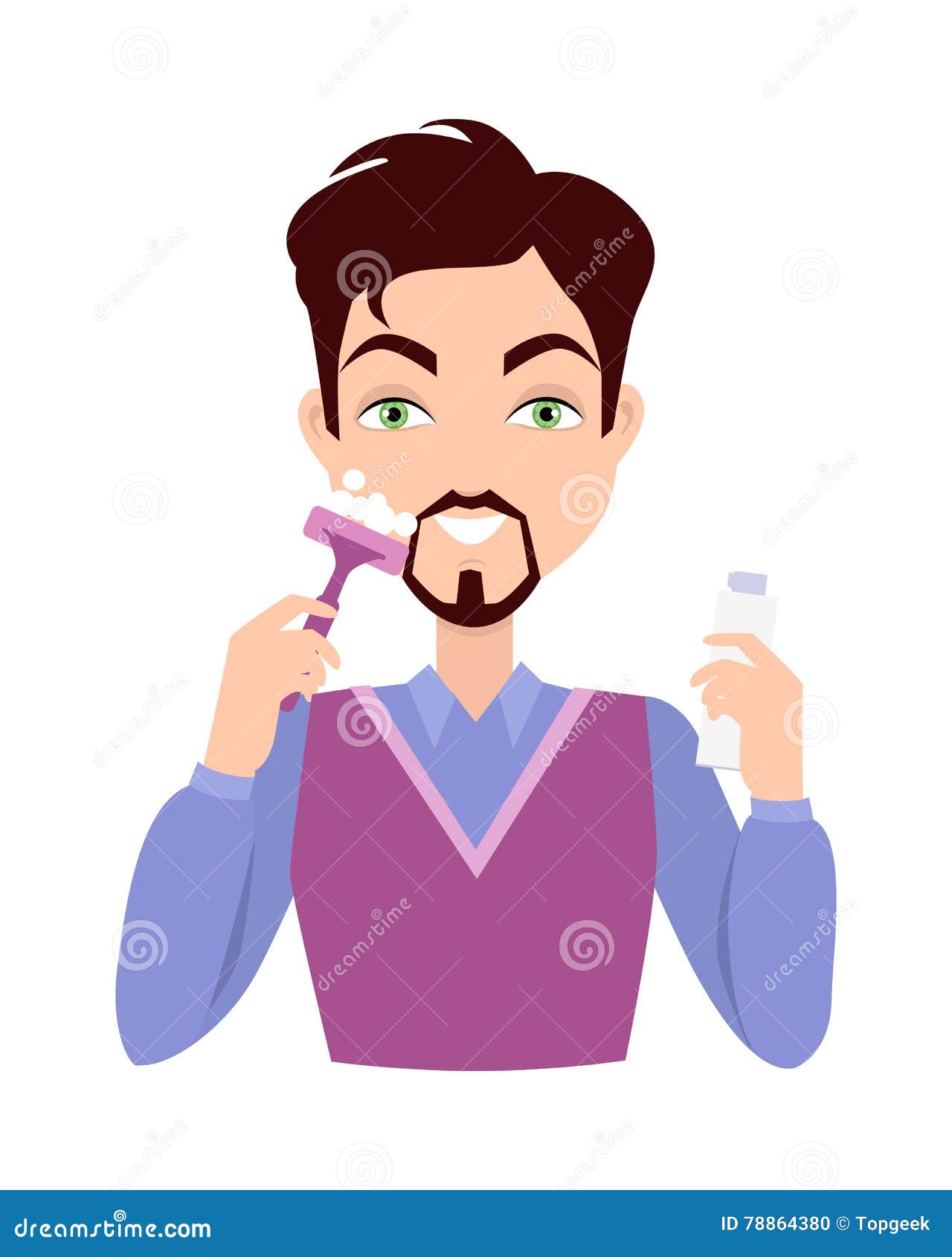 Man Face Wash Washing Shaving Moisturizing Stock Vector