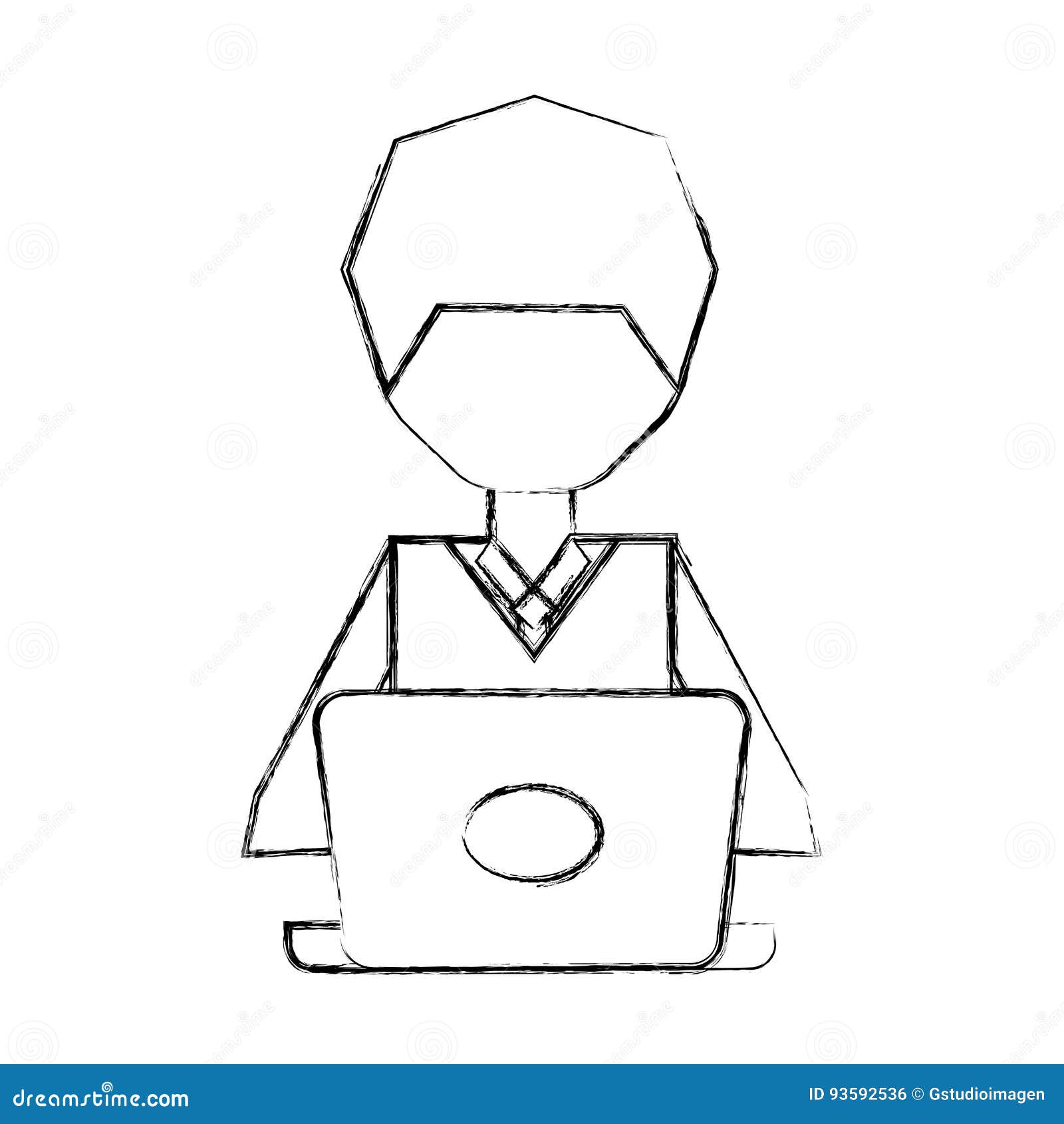 Man faceless cartoon stock vector. Illustration of business - 93592536