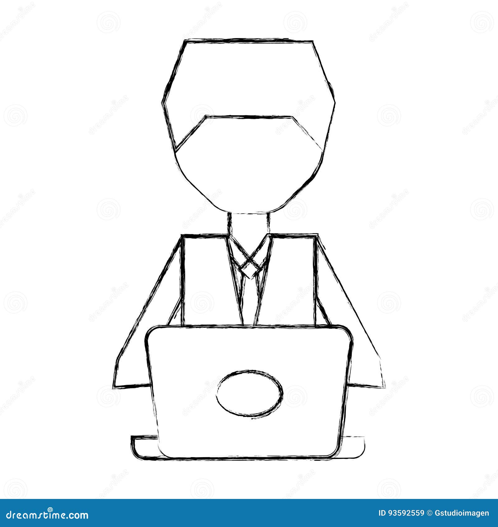 Man faceless cartoon stock vector. Illustration of cyber - 93592559