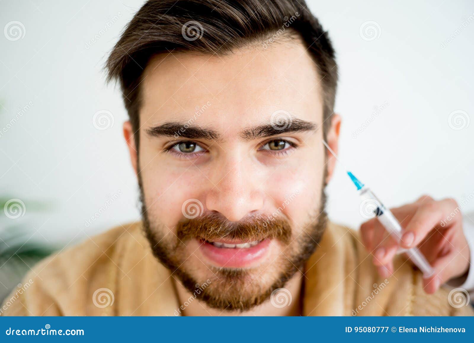 Man facial injection stock image. Image of male, hands - 95080777